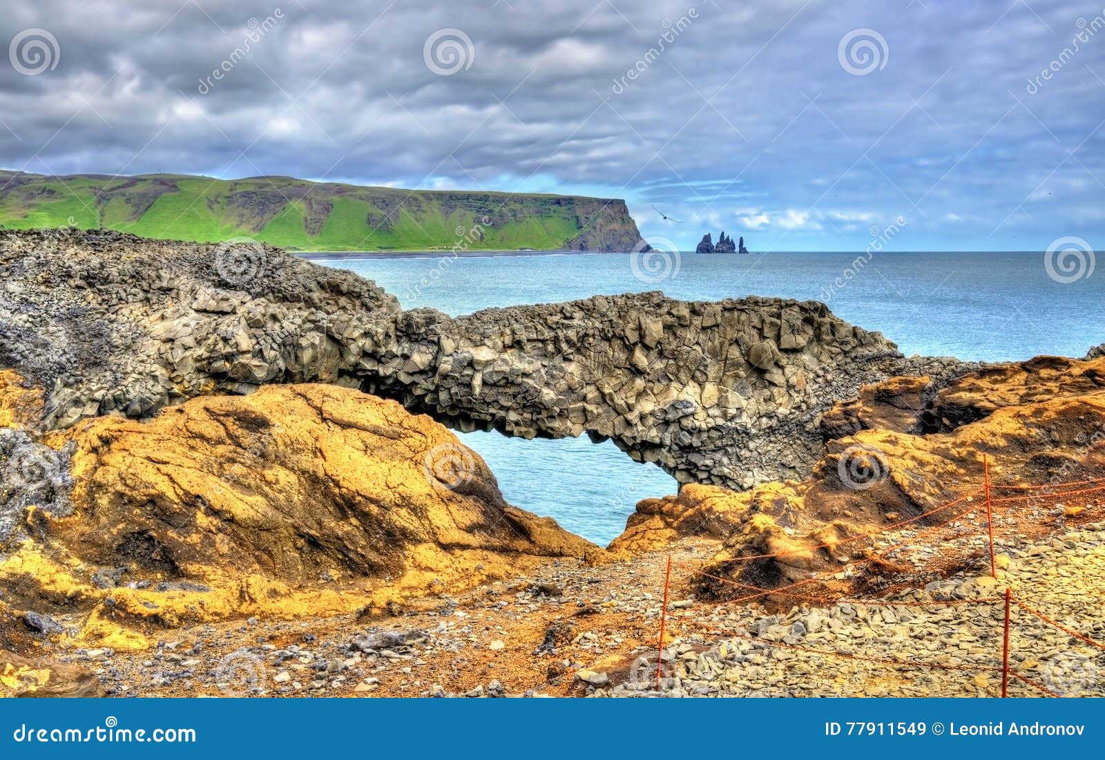 Natural Basalt Arch at Dyrholaey Cape - Iceland Stock Image - Image of ...
