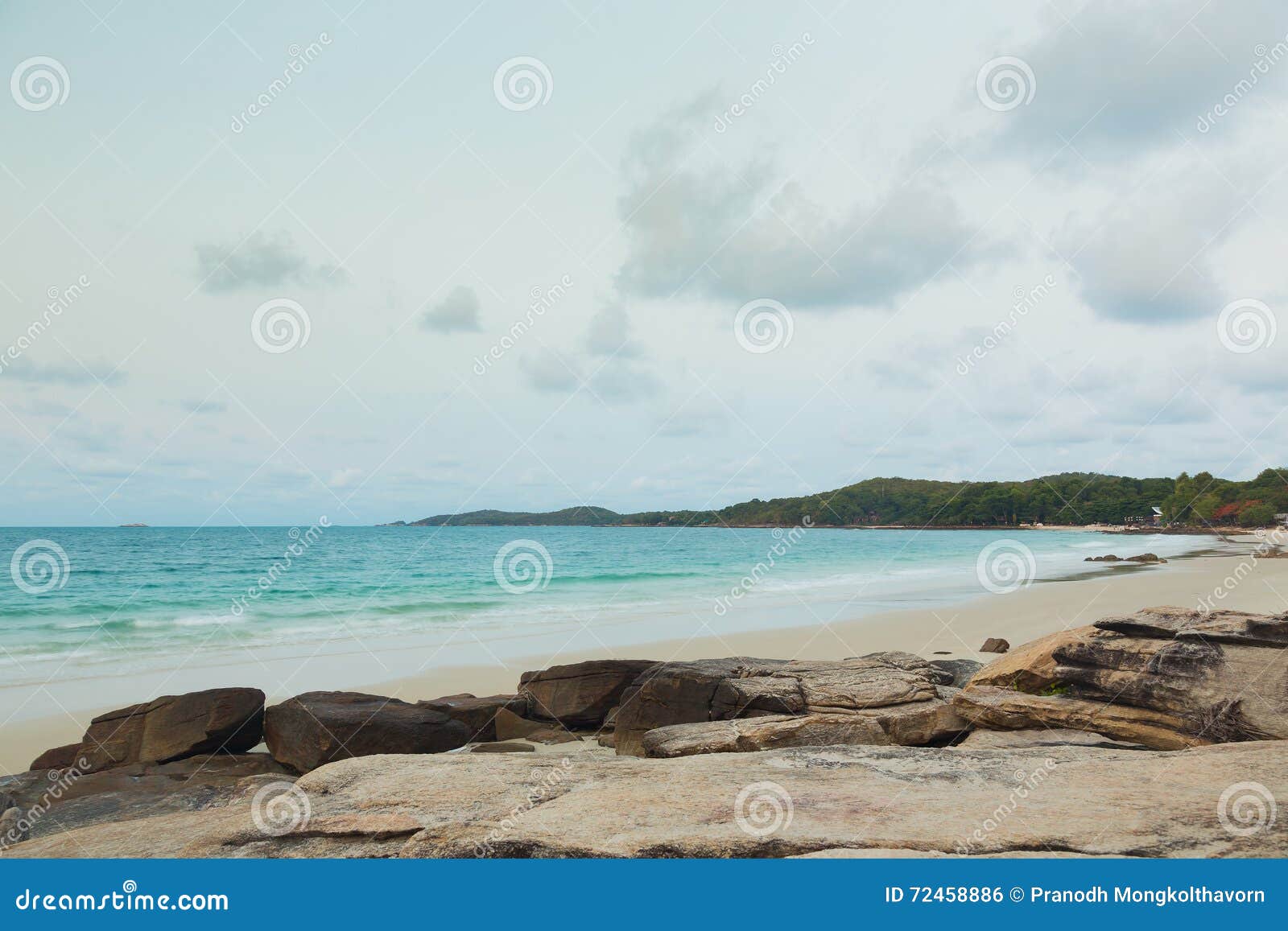 Natural Beach with Rock and Mountain Stock Photo - Image of coral, rock ...