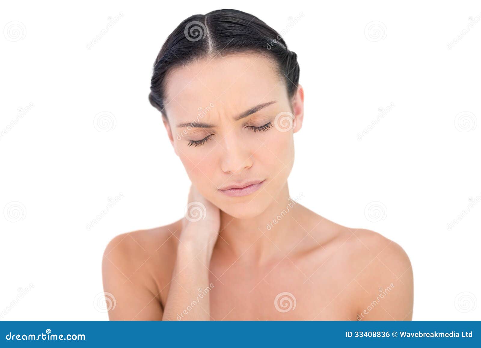 Natural Beauty with a Neck Ache Stock Photo - Image of beauty, naked ...