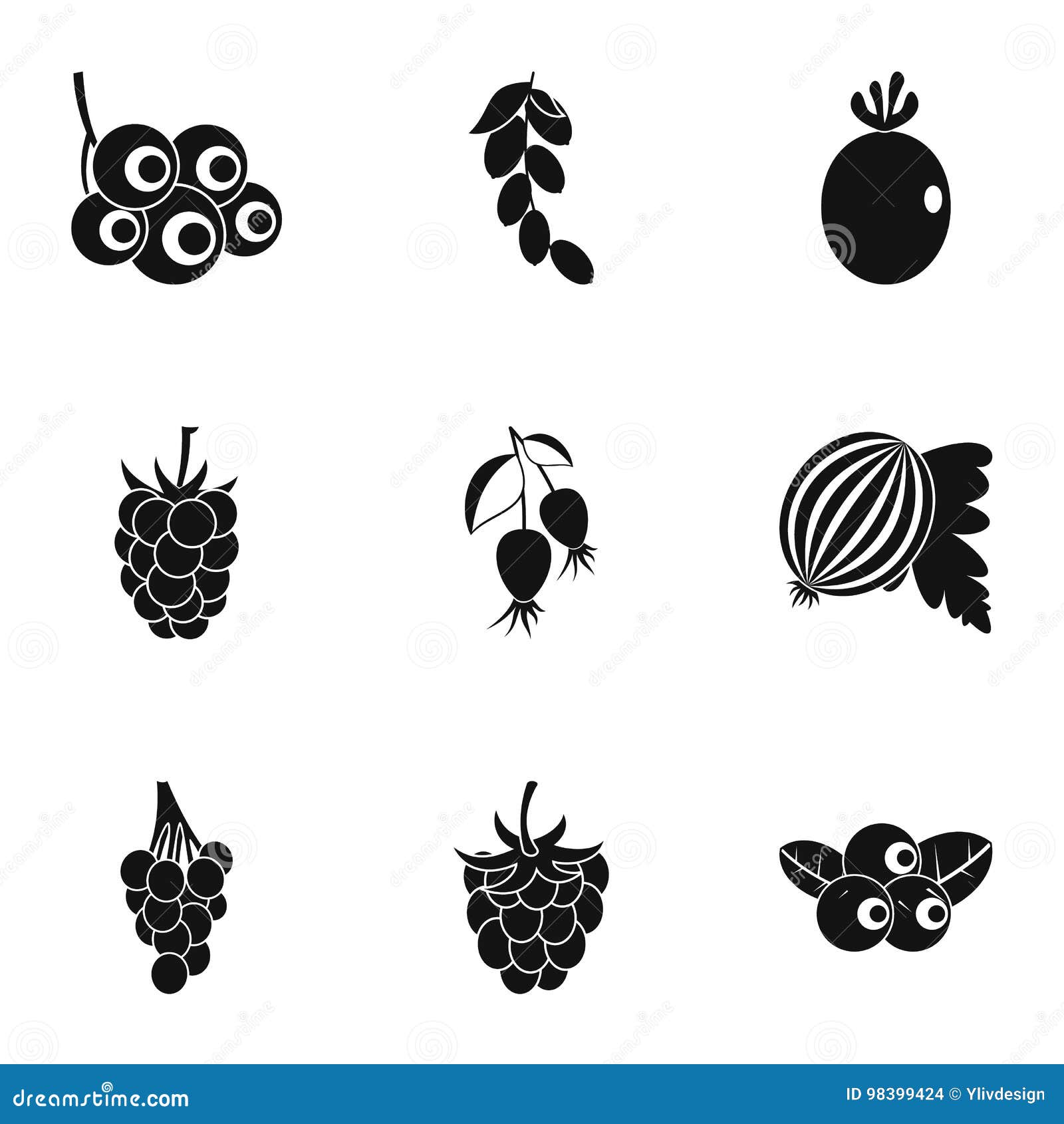Natural Berries Icon Set, Simple Style Stock Vector - Illustration of ...