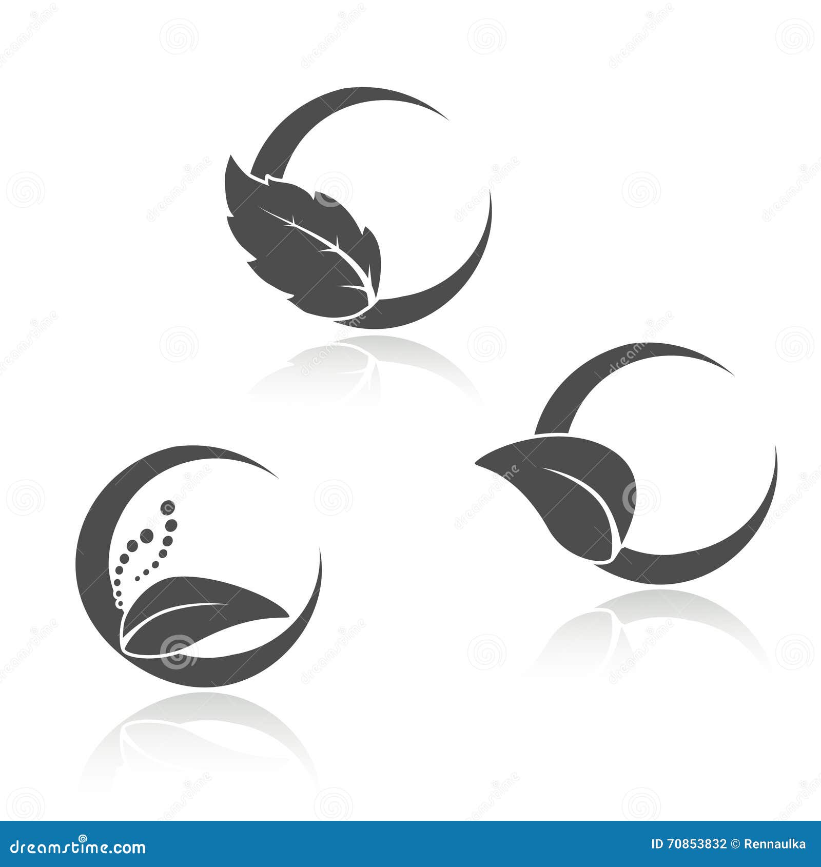 Natural Black-white Symbols with Leaf Stock Illustration - Illustration ...