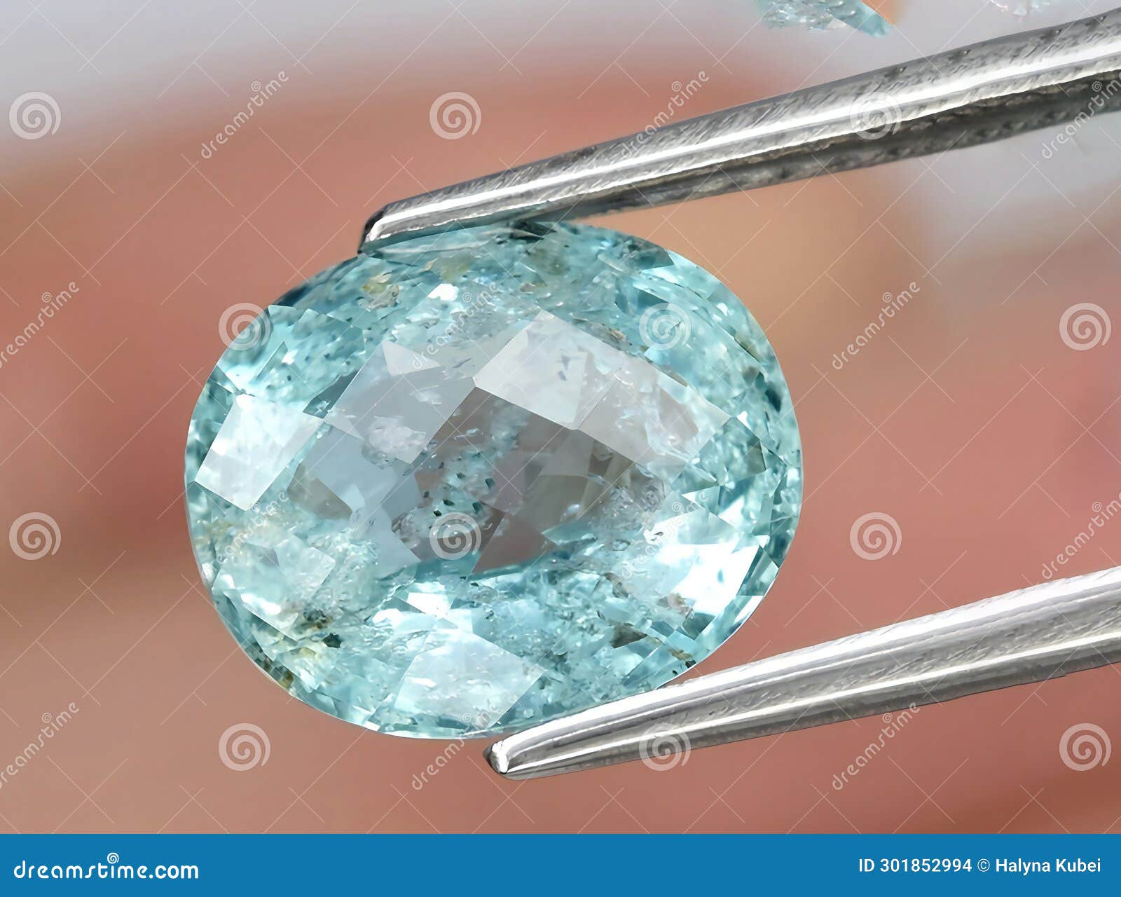 Natural Blue Aquamarine Beryl on the Background Stock Illustration ...