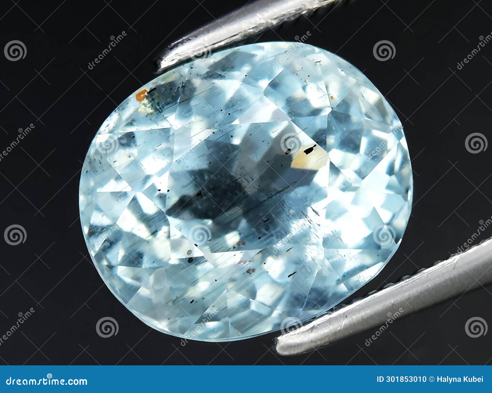 Natural Blue Aquamarine Beryl on the Background Stock Illustration ...