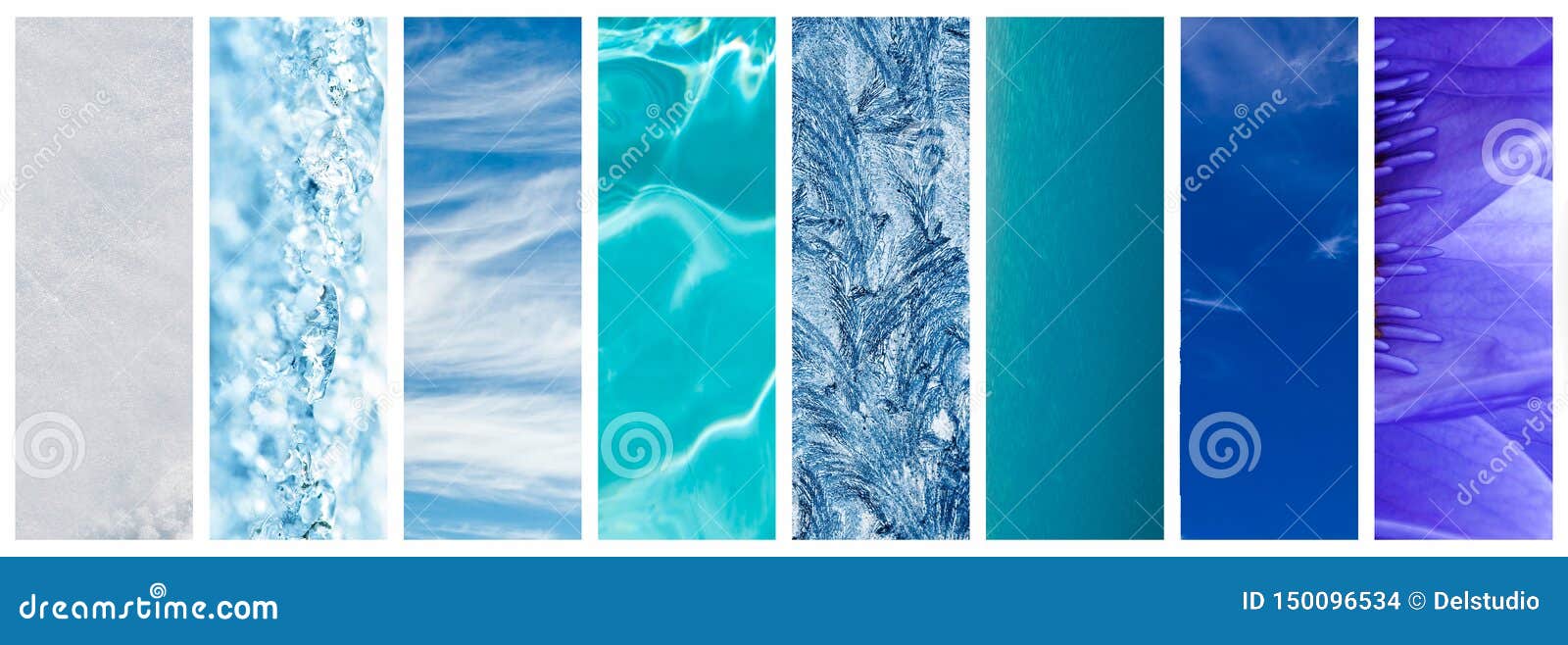 Natural Blue Gradation Panoramic Collage, Blue in Nature Concept Stock ...