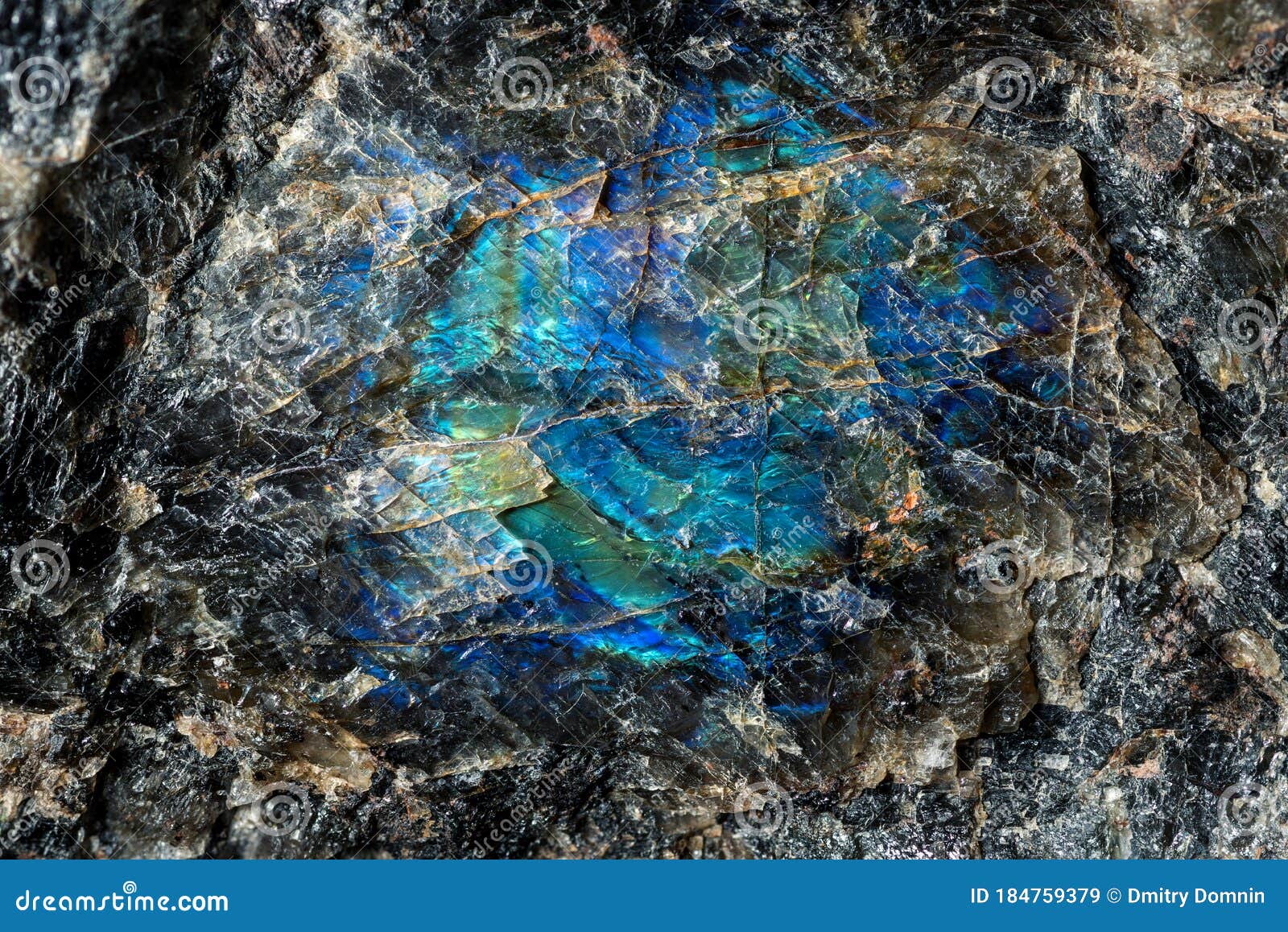 Natural Blue Labradorite Crystal in the Rock Stock Image - Image of ...
