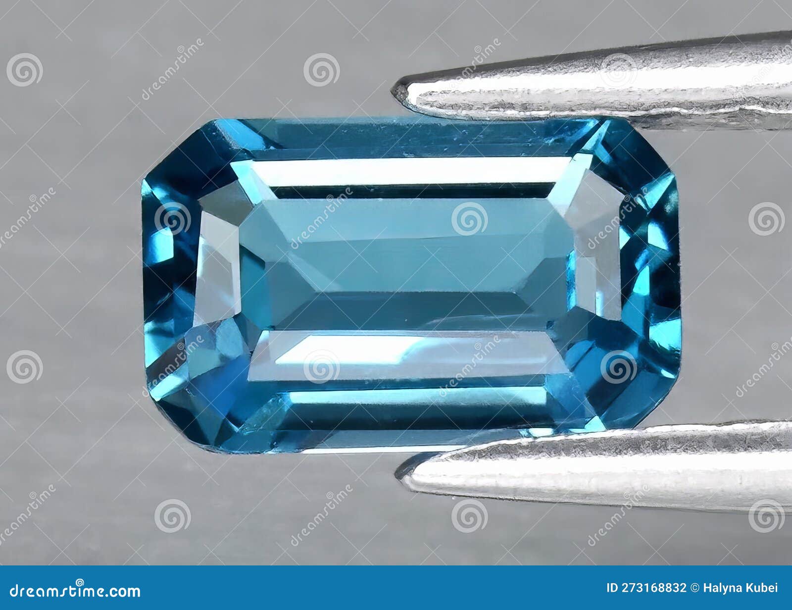 Natural Blue Topaz Gemstone on Gray Background Stock Photo - Image of ...