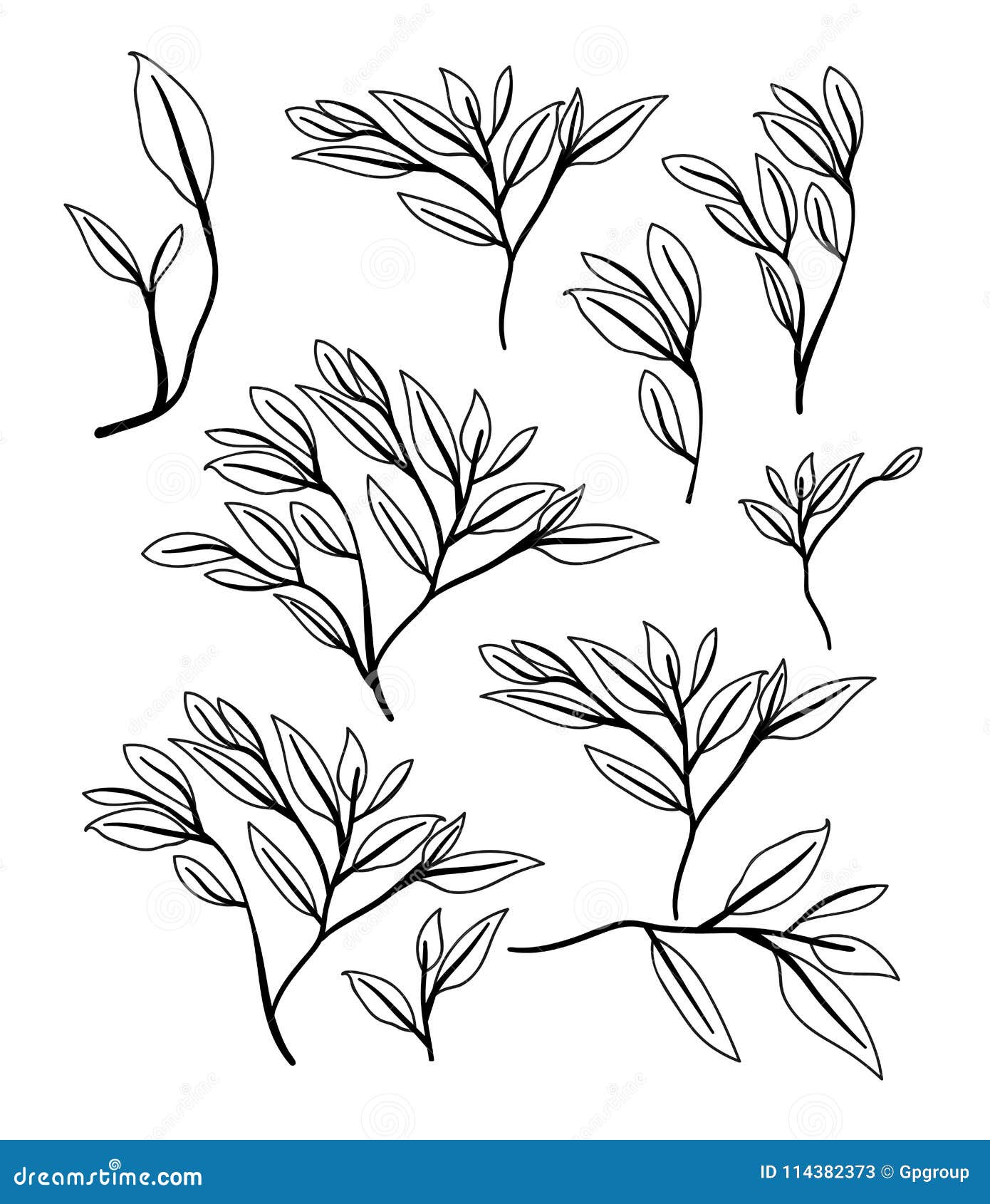 Natural Branch and Leafs Pattern Background Stock Vector - Illustration ...