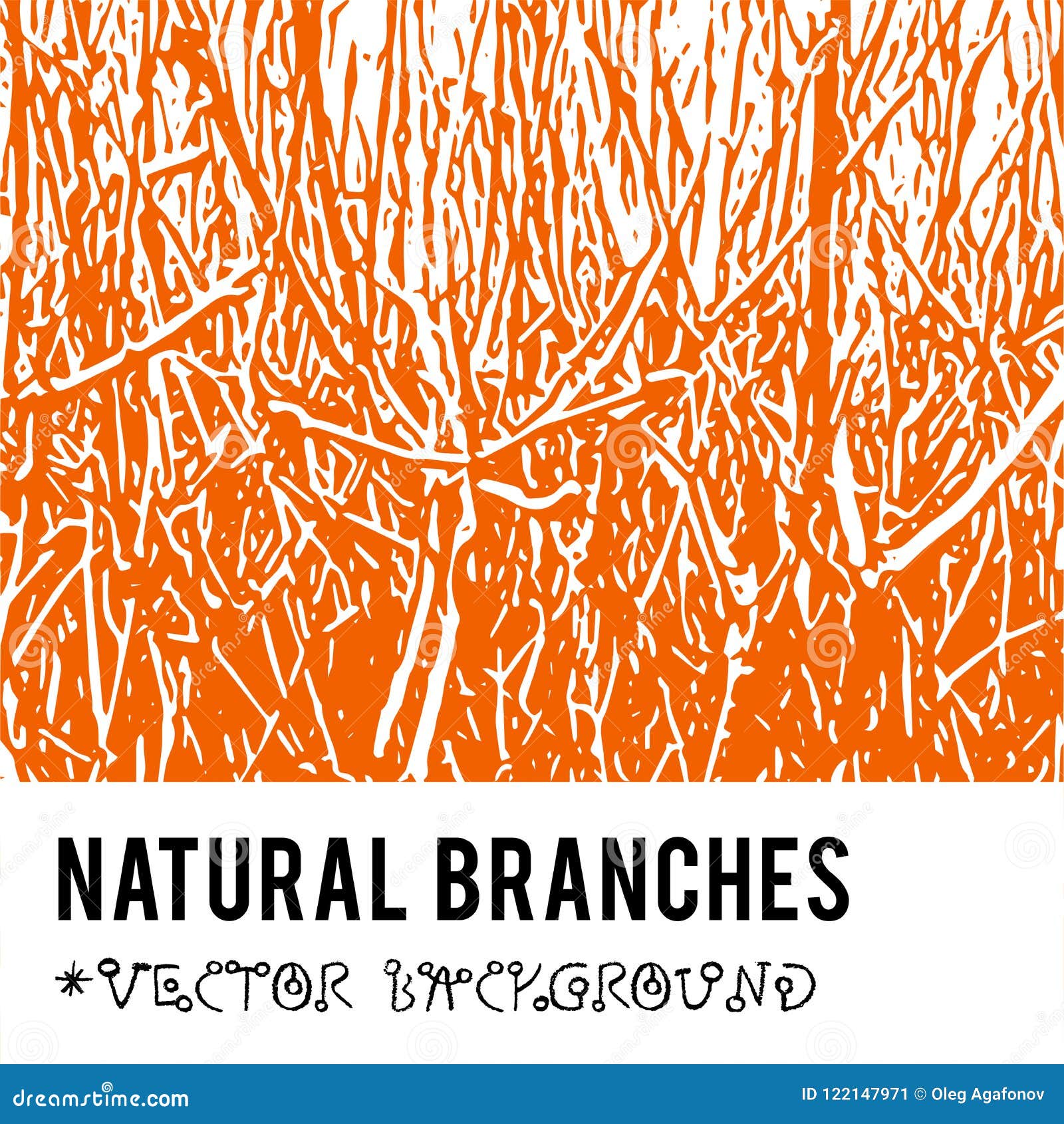Natural Branches Vector Textured Background and Eco Grunge Items for ...