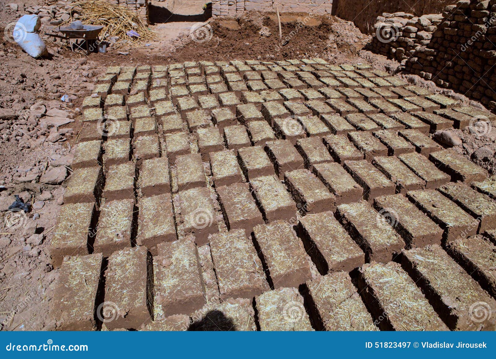 Natural Bricks Drying in the Sun, Morocco Stock Image - Image of brown ...