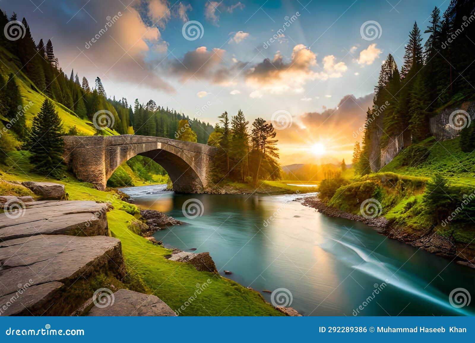 A Natural Bridge Spanning a Narrow River Gorge, Created by the ...