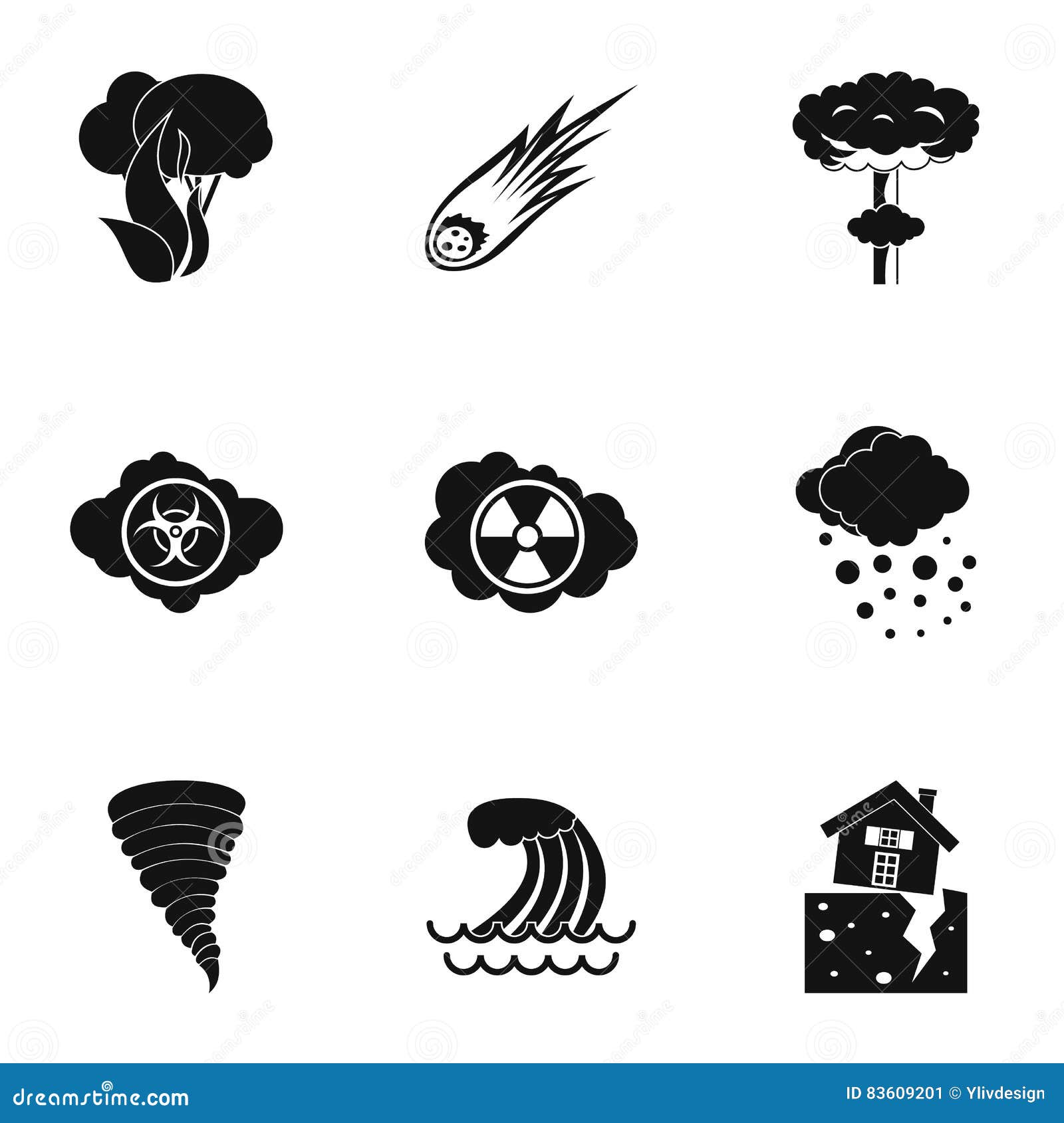Natural Catastrophe Icons Set, Simple Style Stock Vector - Illustration ...