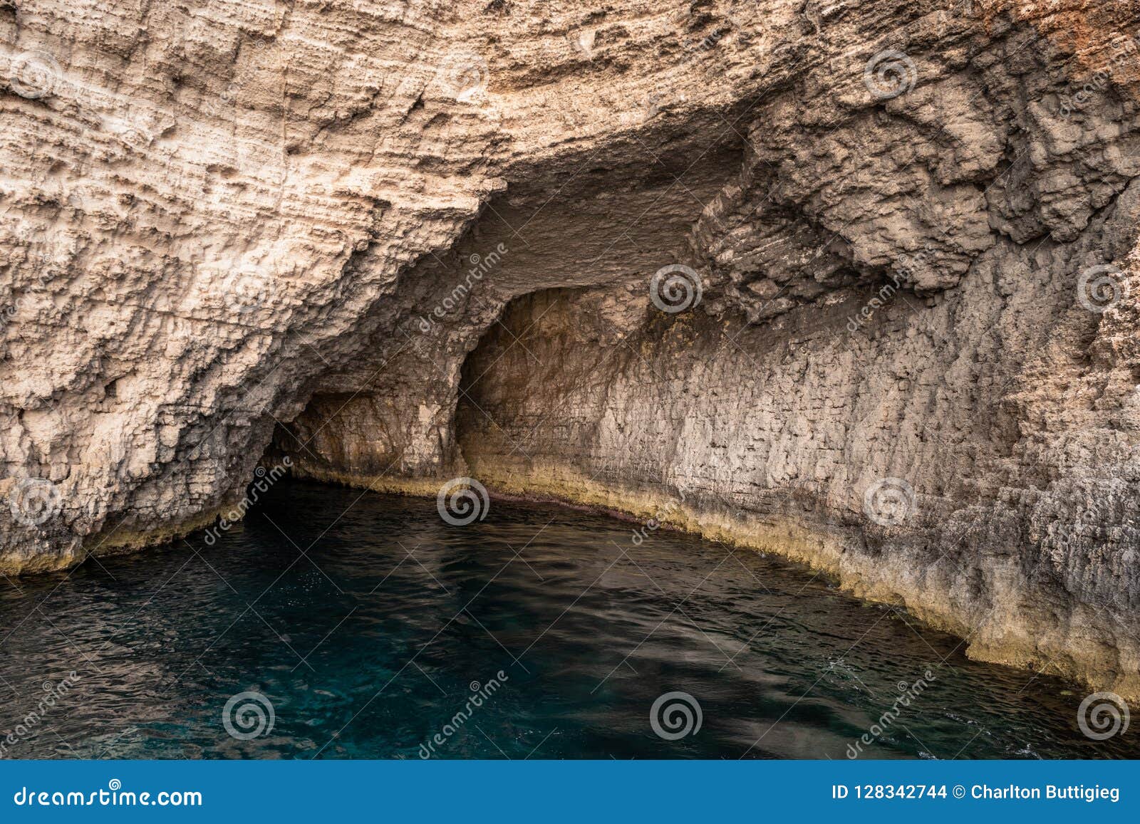 Natural Caves Formation Comino Malta Stock Photo - Image of blue ...