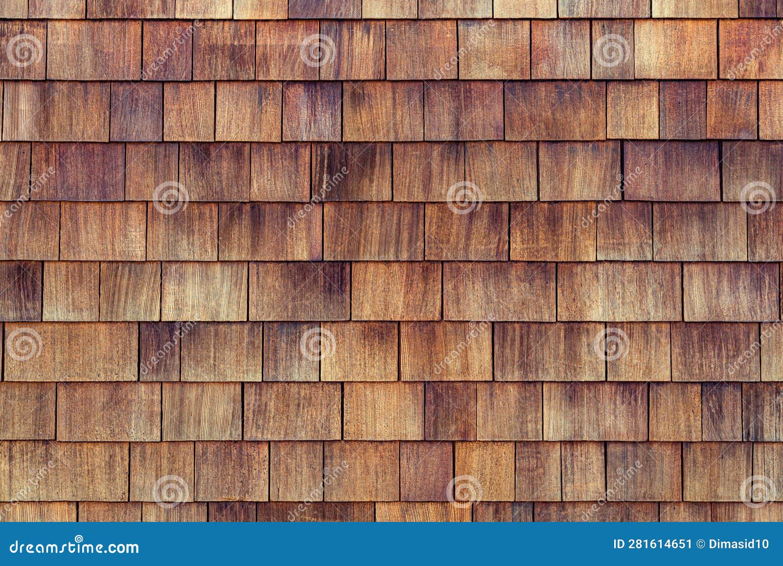 Grunge Cedar Tile Panel on the Exterior Wall Stock Image - Image of ...