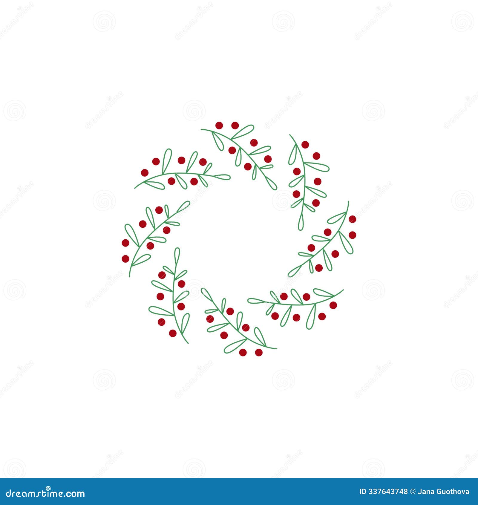 Natural Christmas Wreath Design Element Collection Isolated on White ...