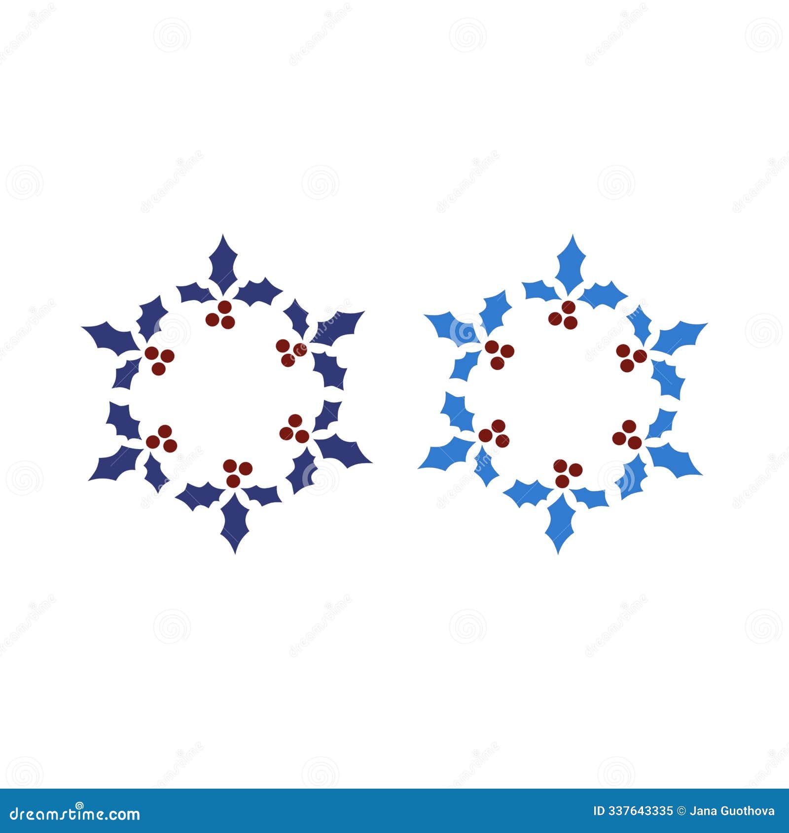 Natural Christmas Wreath Design Elements Collection Isolated on White ...