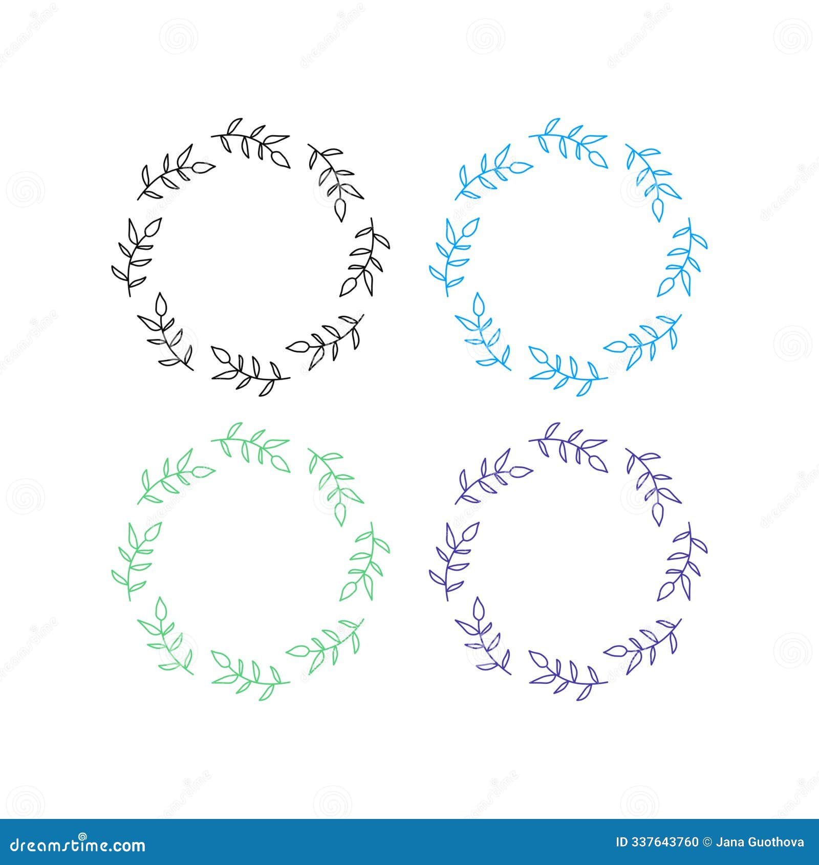 Natural Christmas Wreath Design Elements Collection Isolated on White ...