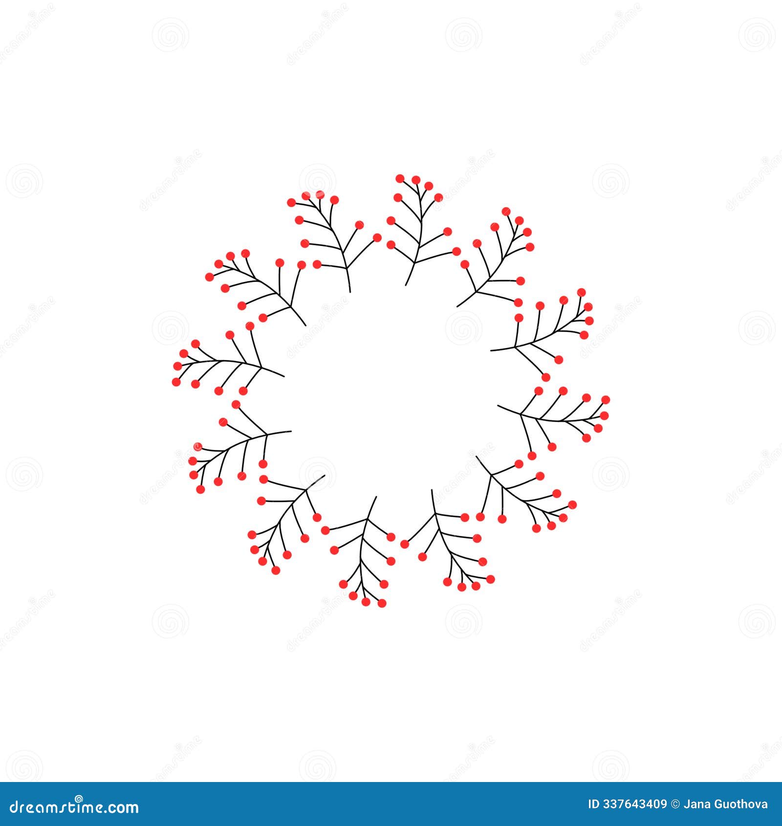 Natural Christmas Wreath Design Isolated on White Stock Illustration ...