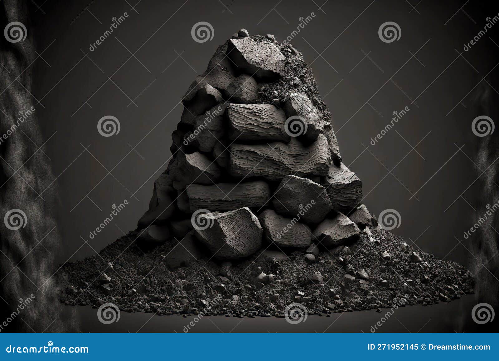 Natural Coal Stack Isolated on Black Background, Mining Industry ...