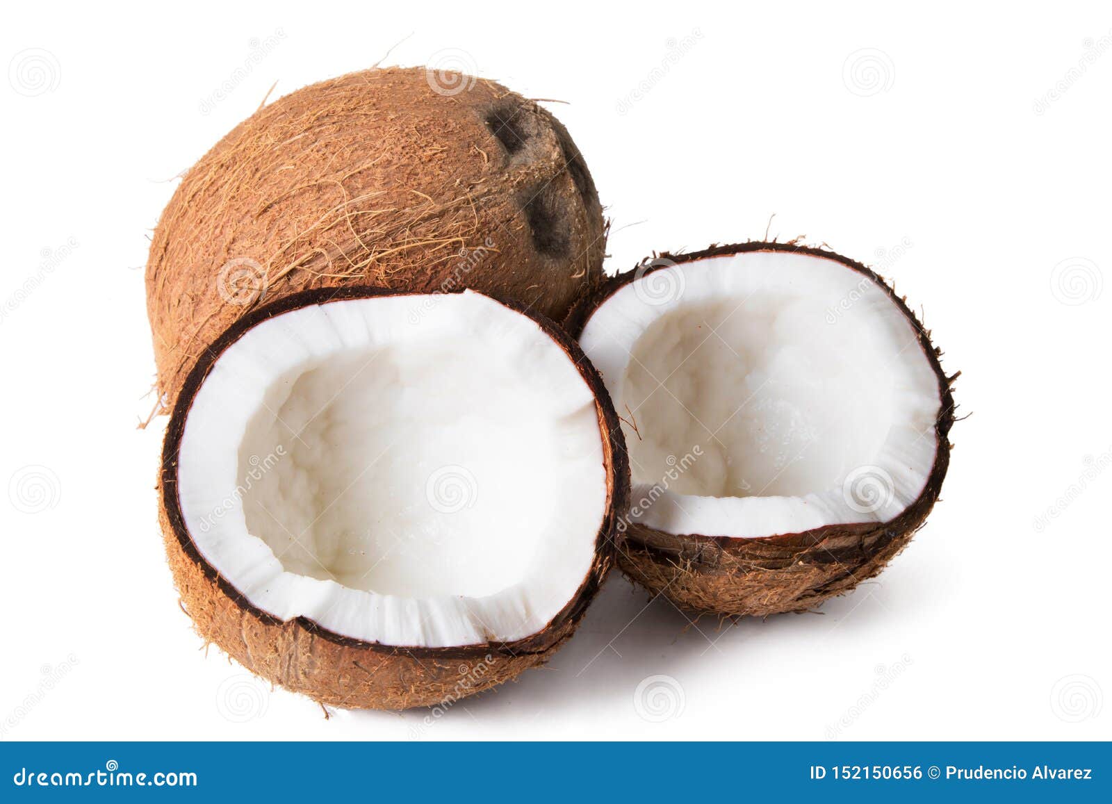 Natural Coconut Open and Isolated Stock Photo - Image of copra, fruit ...