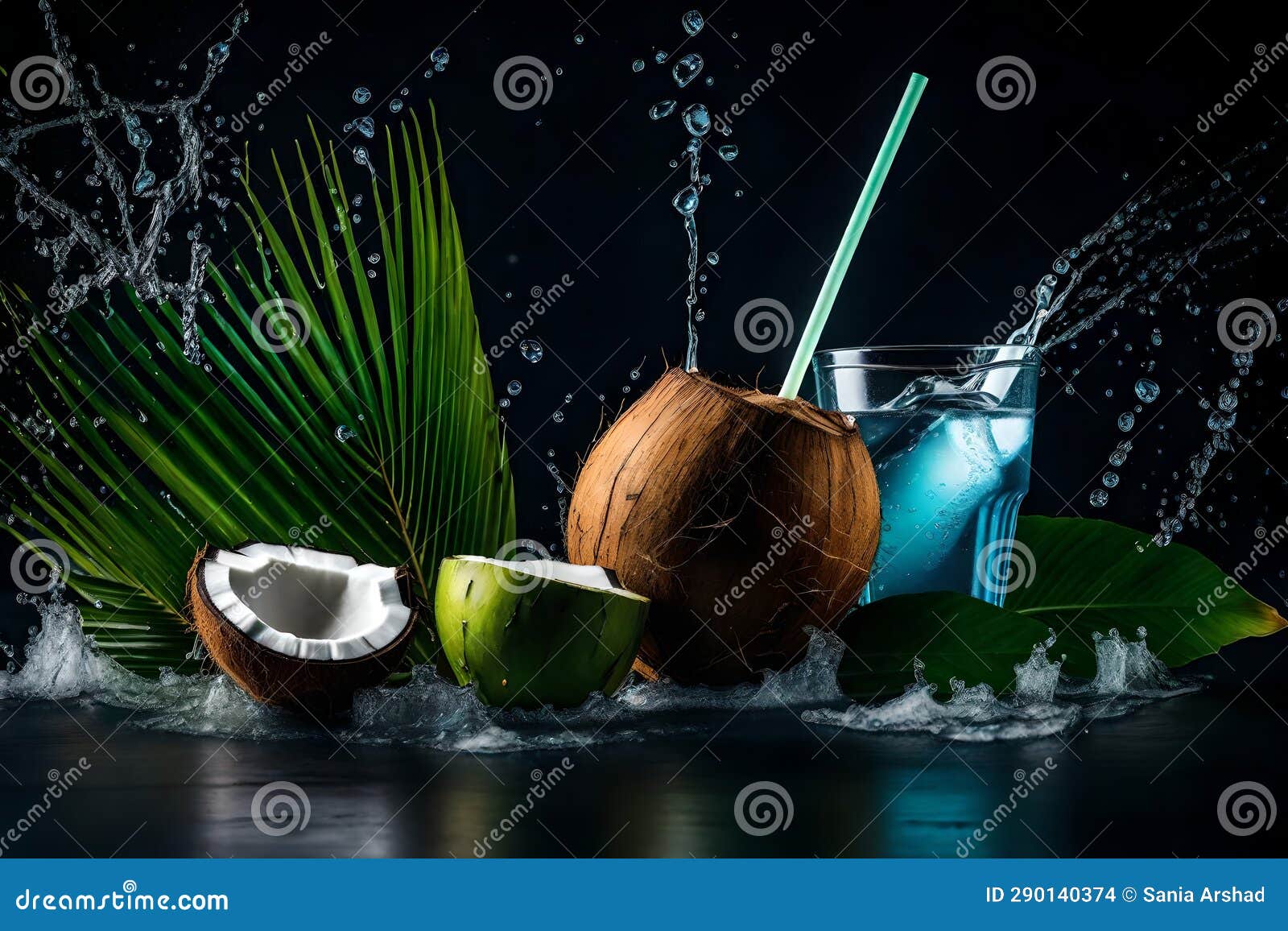 Natural Coconut Refreshment Stock Illustration - Illustration of light ...