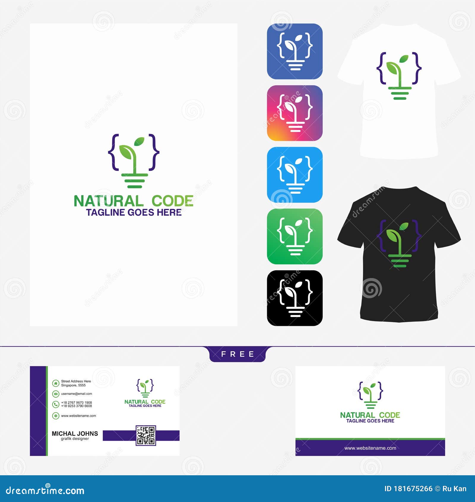 Natural Code Logo Template Design Creative Logo and Colorfull Stock ...