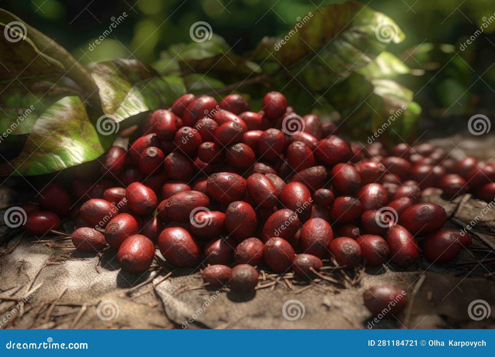 Natural Coffee Beans in the Shell Lie on Plantations. Generative Ai ...