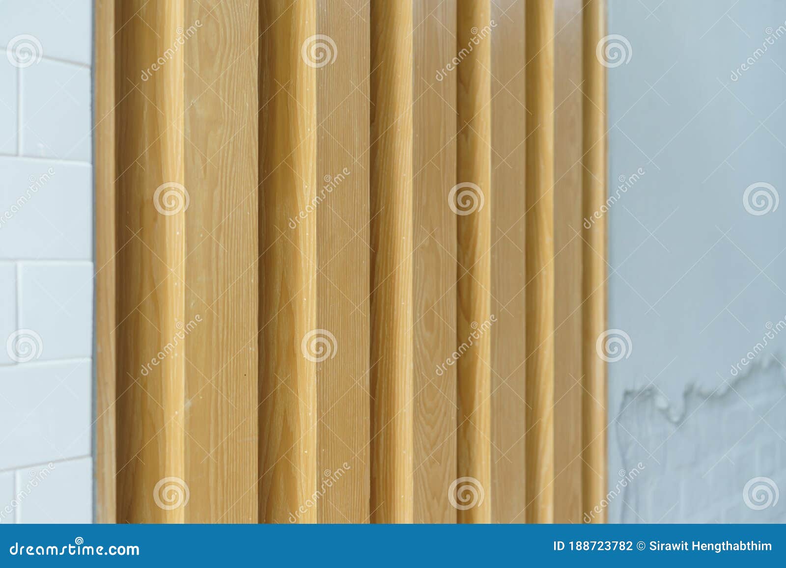 Natural Color Wooden Battens Wall Pattern Background Stock Photo ...