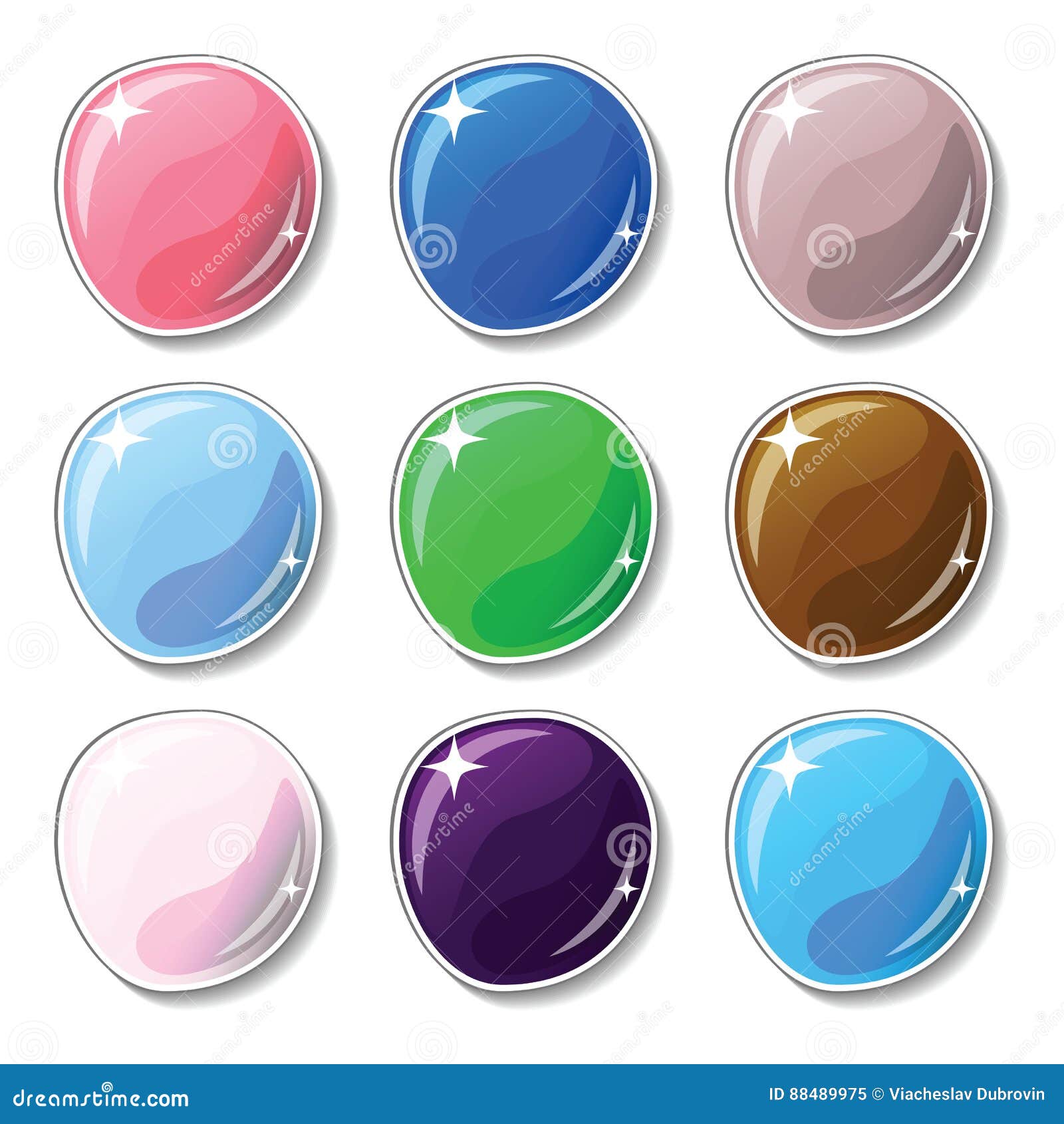 Natural Colored Buttons with Glass Surface Effect. Blank Buttons Set ...