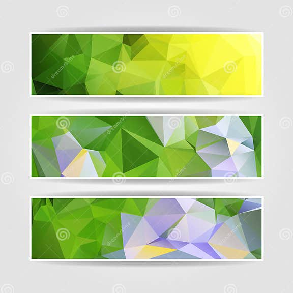Natural Colorful Triangle Polygonal Header Set Stock Vector ...