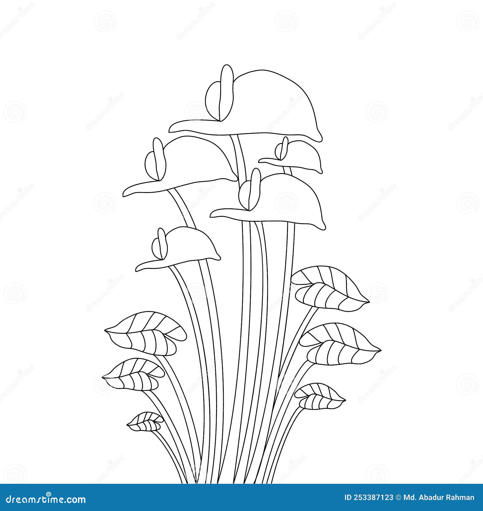Natural Coloring Page Flower Illustration with Line Drawing Artwork ...