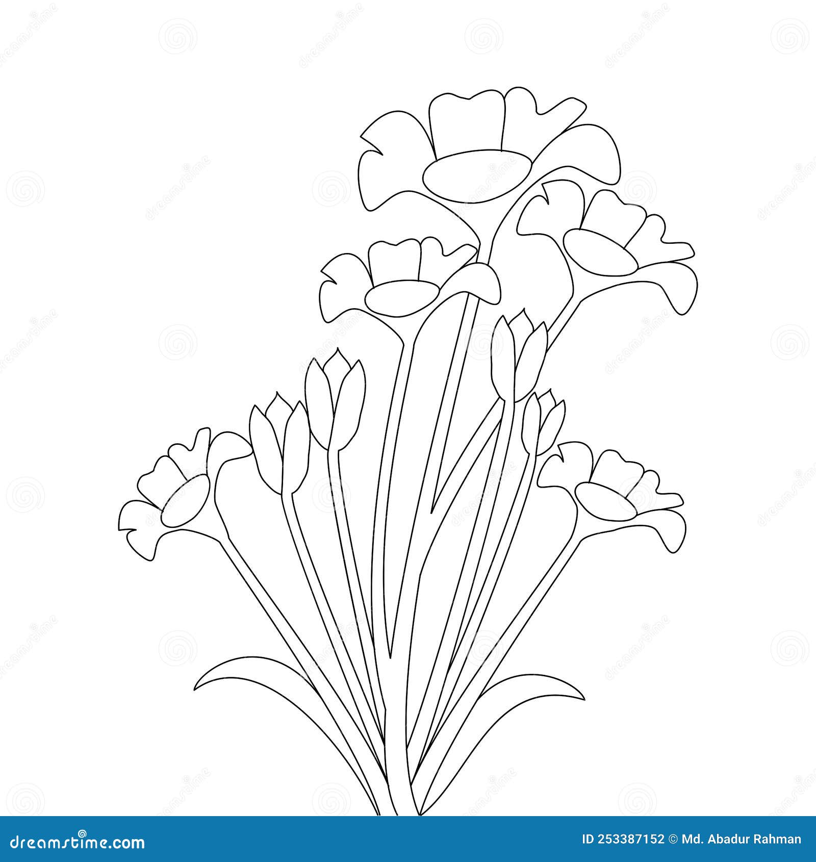 Natural Coloring Page Flower Illustration with Line Drawing Artwork ...