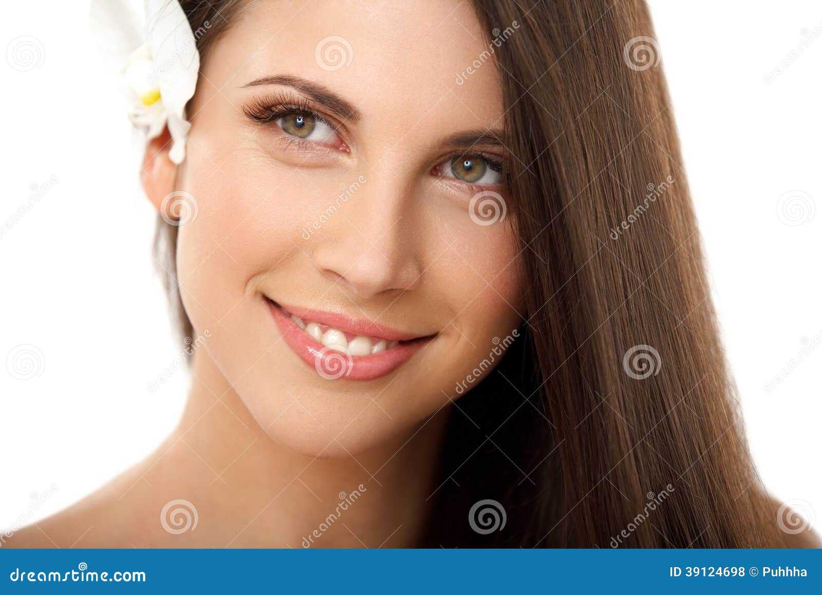 Natural Compense a La Mujer Morena Con Los Labios Rojos. Foto de ...
