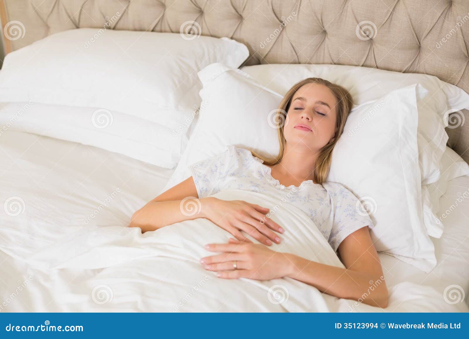 Natural Content Woman Napping in Bed Stock Photo - Image of bedroom ...