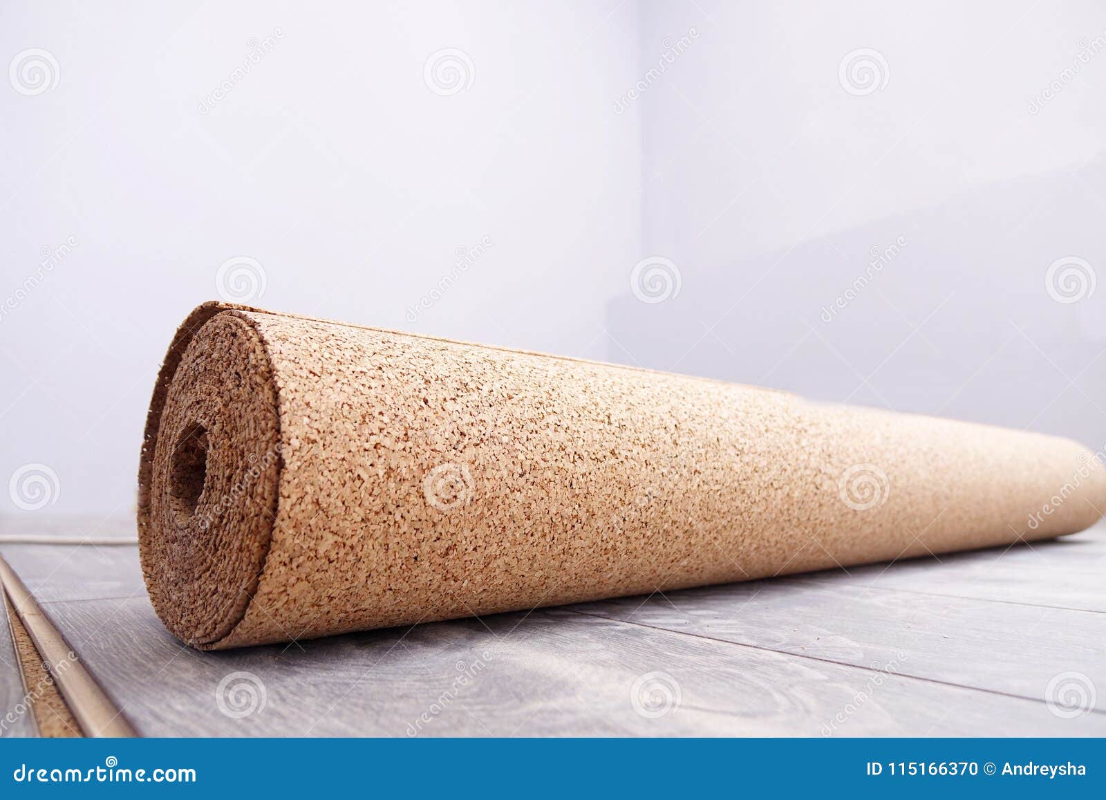 Natural Cork Substrate on the Floor with Laminate Stock Photo - Image ...