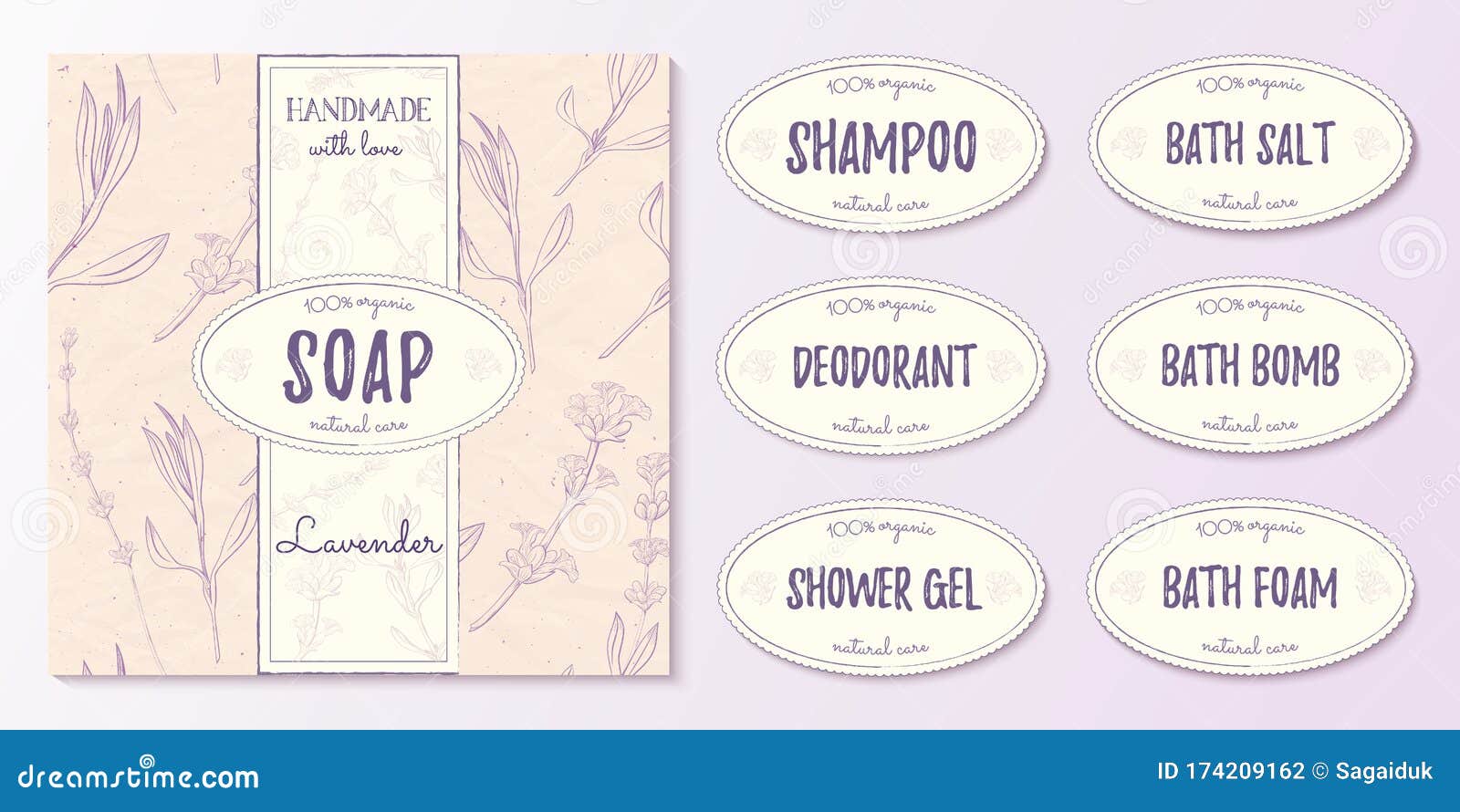Natural Cosmetics Design Kit with Seamless Pattern and Logo Templates ...