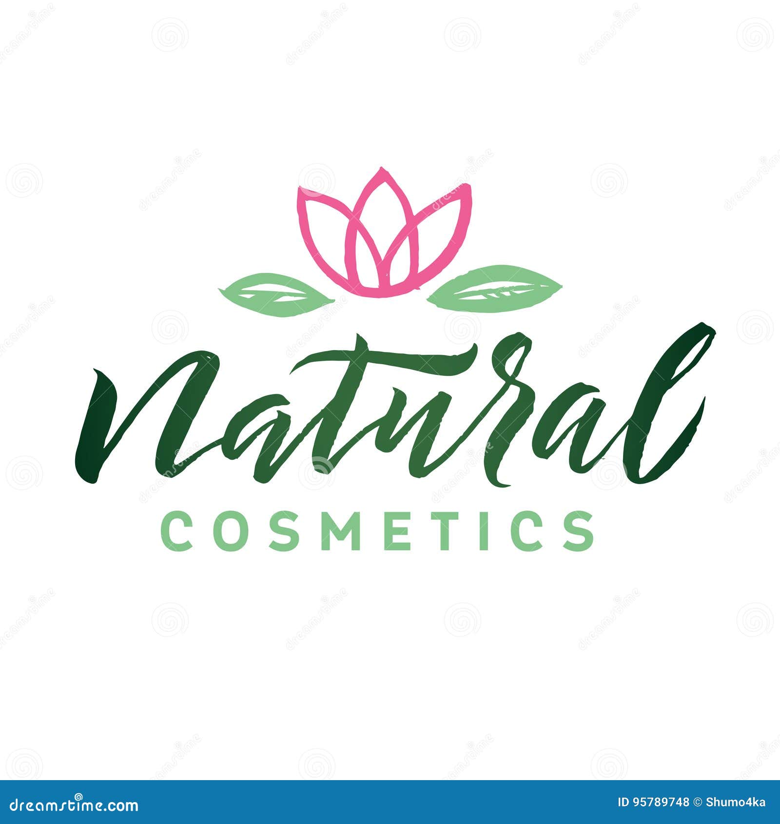 Natural Cosmetics. Logo Beauty Vector Lettering. Custom Handmade ...