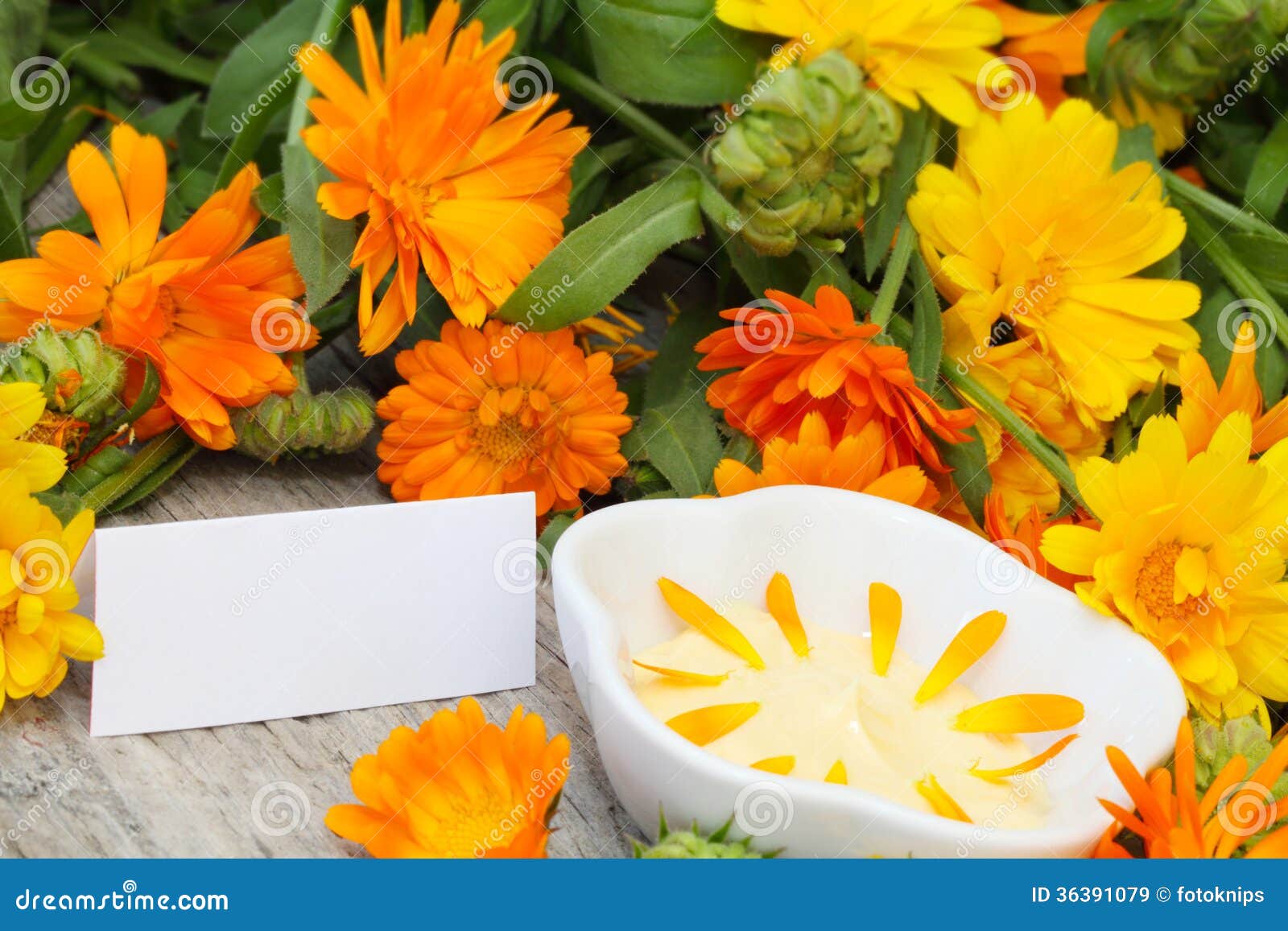 Natural Cosmetics from Marigold with Label Stock Image - Image of ...