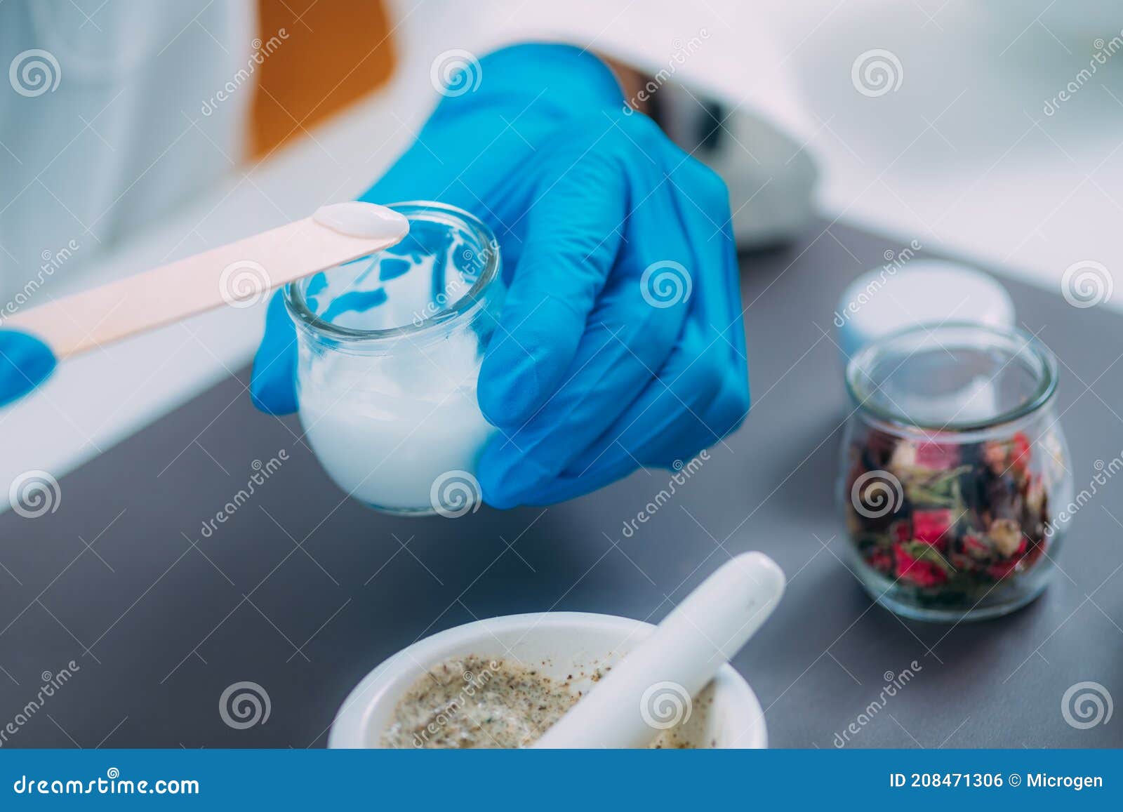 Natural Cosmetics. Preparing Beauty Cream in Lab Stock Photo - Image of ...