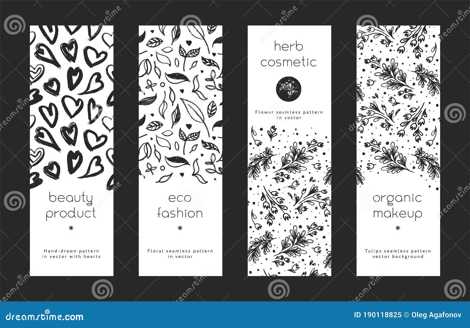 Natural Cosmetic Label Tag with Tender Floral Pattern and Hand Drawn ...