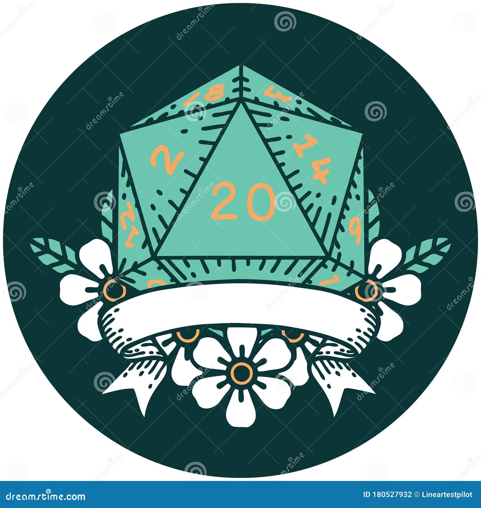 Natural 20 Critical Hit D20 Dice Roll Icon Stock Vector - Illustration ...