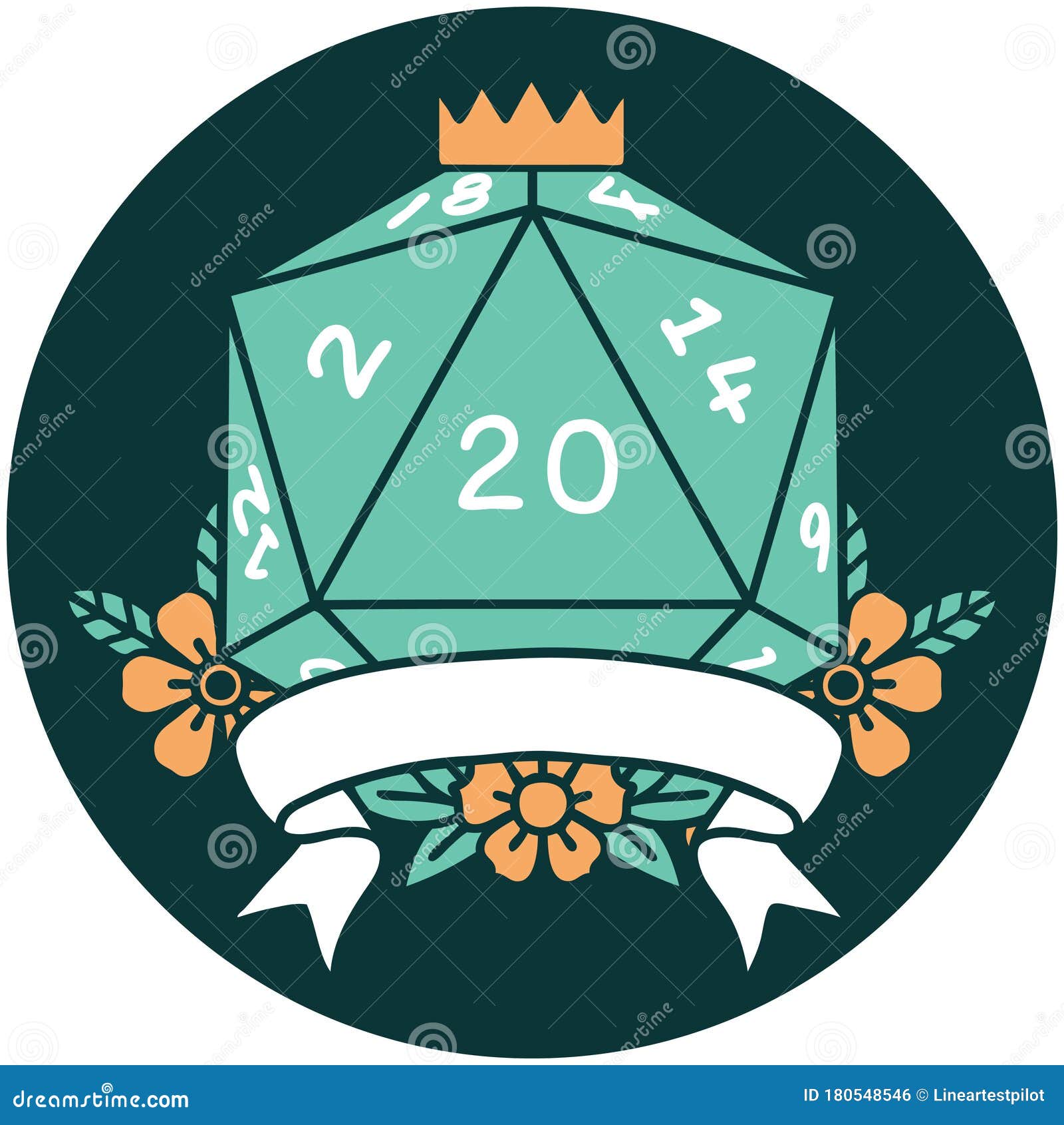 Natural 20 Critical Hit D20 Dice Roll Icon Stock Vector - Illustration ...