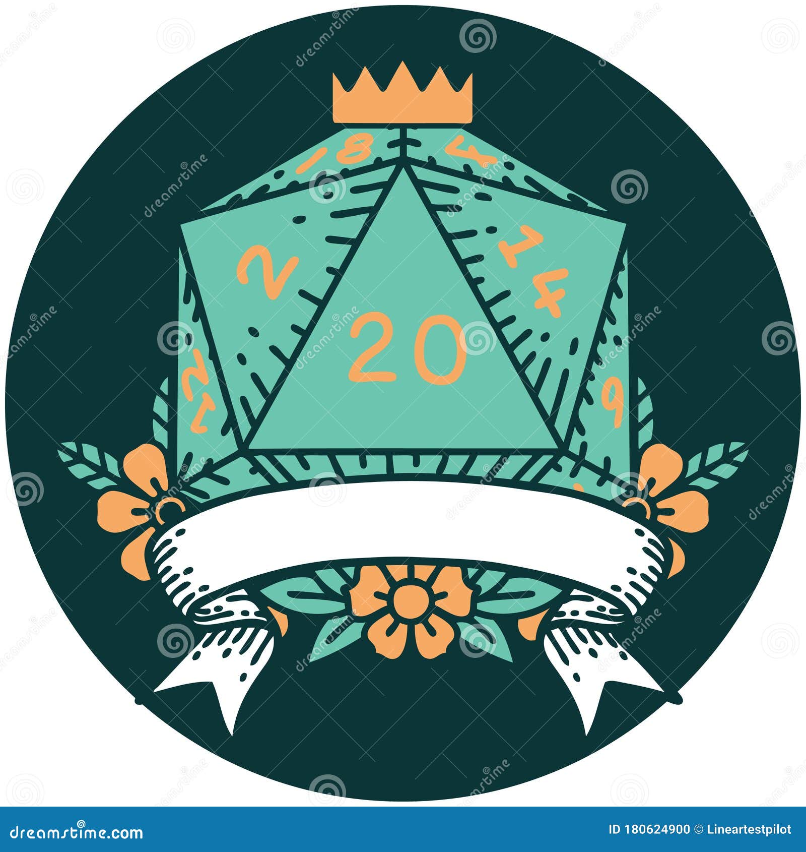 Natural 20 Critical Hit D20 Dice Roll Icon Stock Vector - Illustration ...