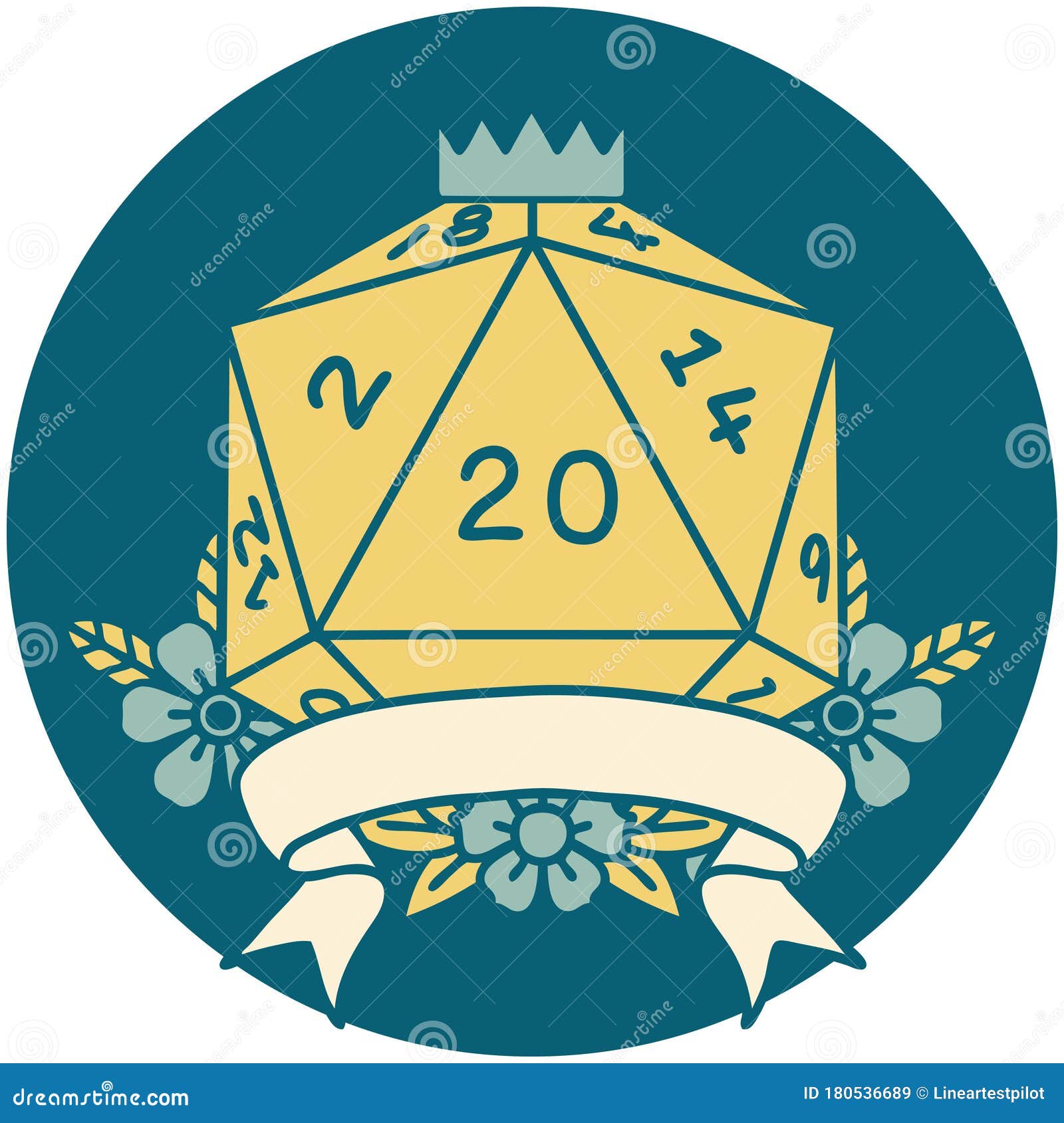 Natural 20 Critical Hit D20 Dice Roll Illustration Stock Vector ...