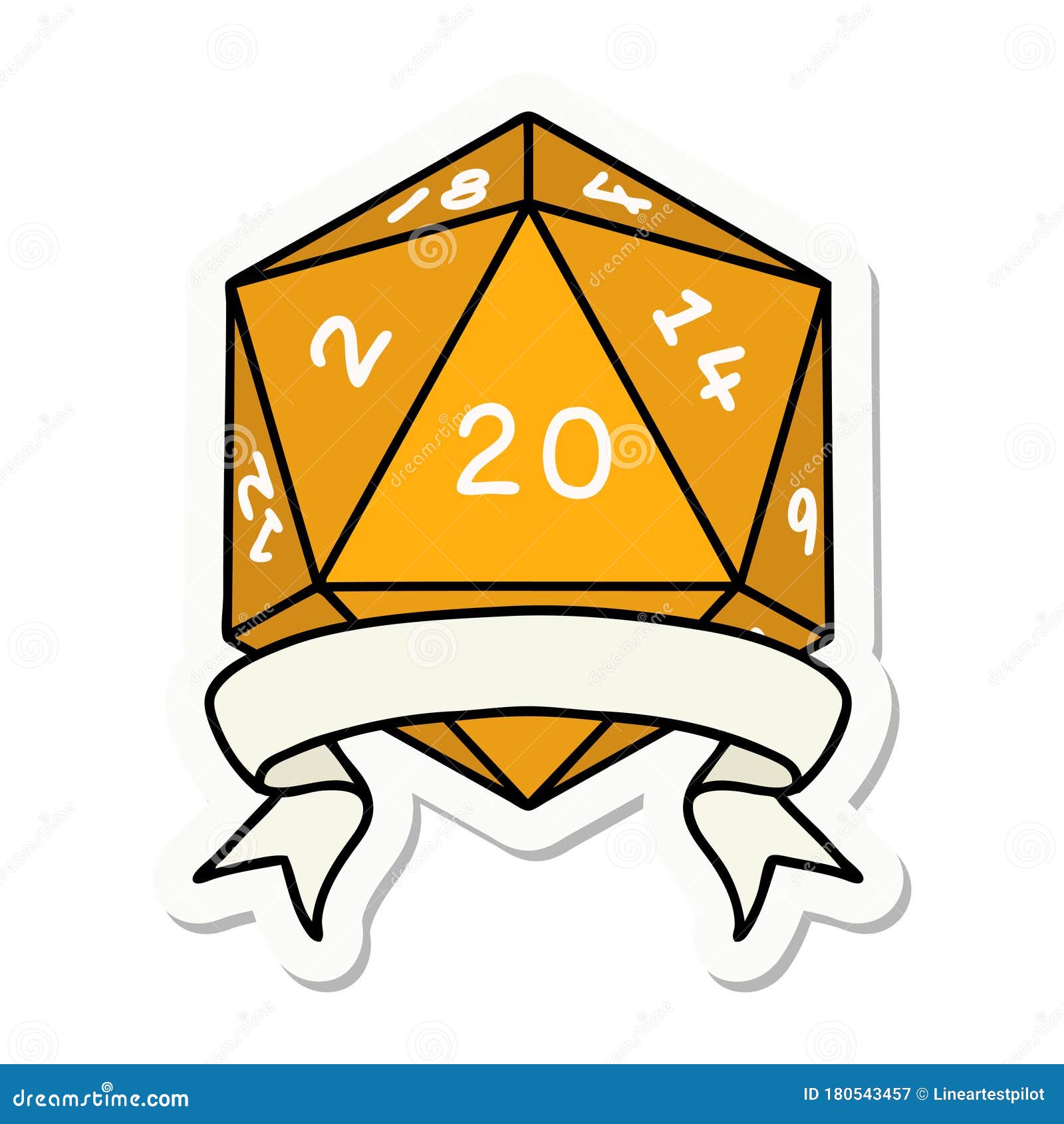 Natural 20 Critical Hit D20 Dice Roll Sticker Stock Vector ...