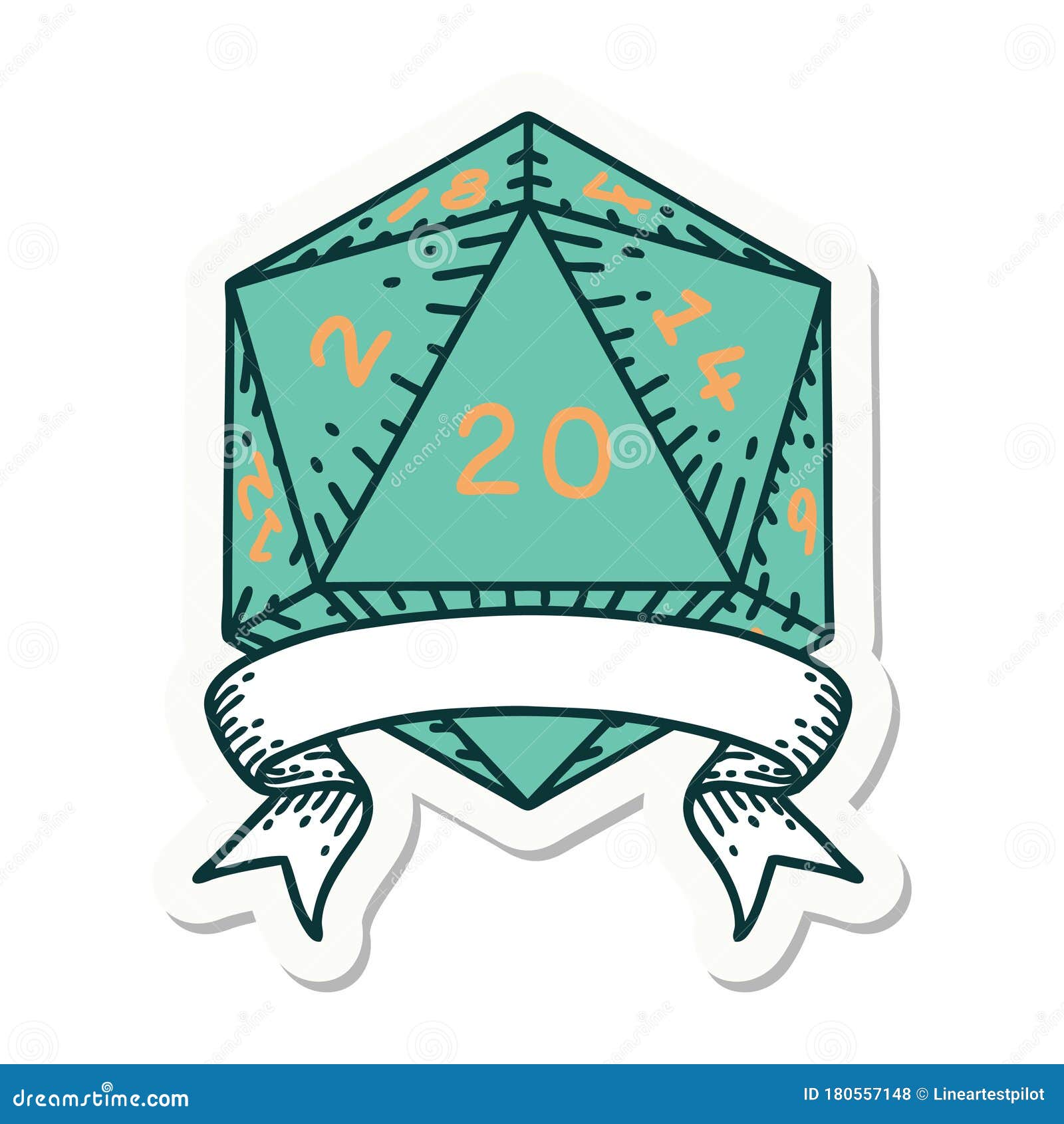 Natural 20 Critical Hit D20 Dice Roll Sticker Stock Vector ...