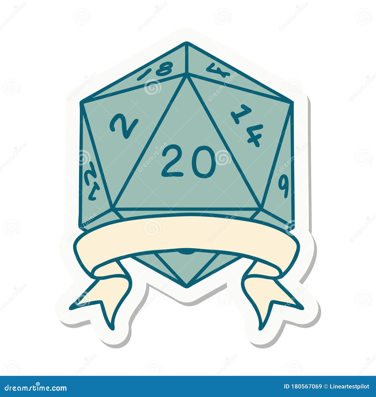 Natural 20 Critical Hit D20 Dice Roll Sticker Stock Vector ...