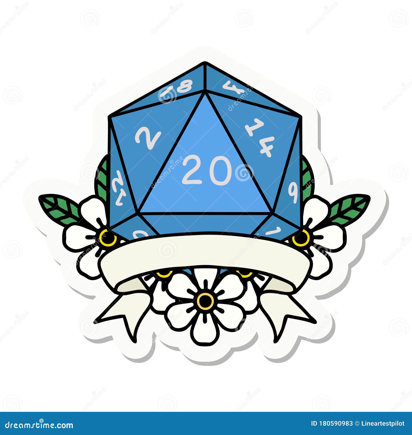 Natural 20 Critical Hit D20 Dice Roll Sticker Stock Vector ...