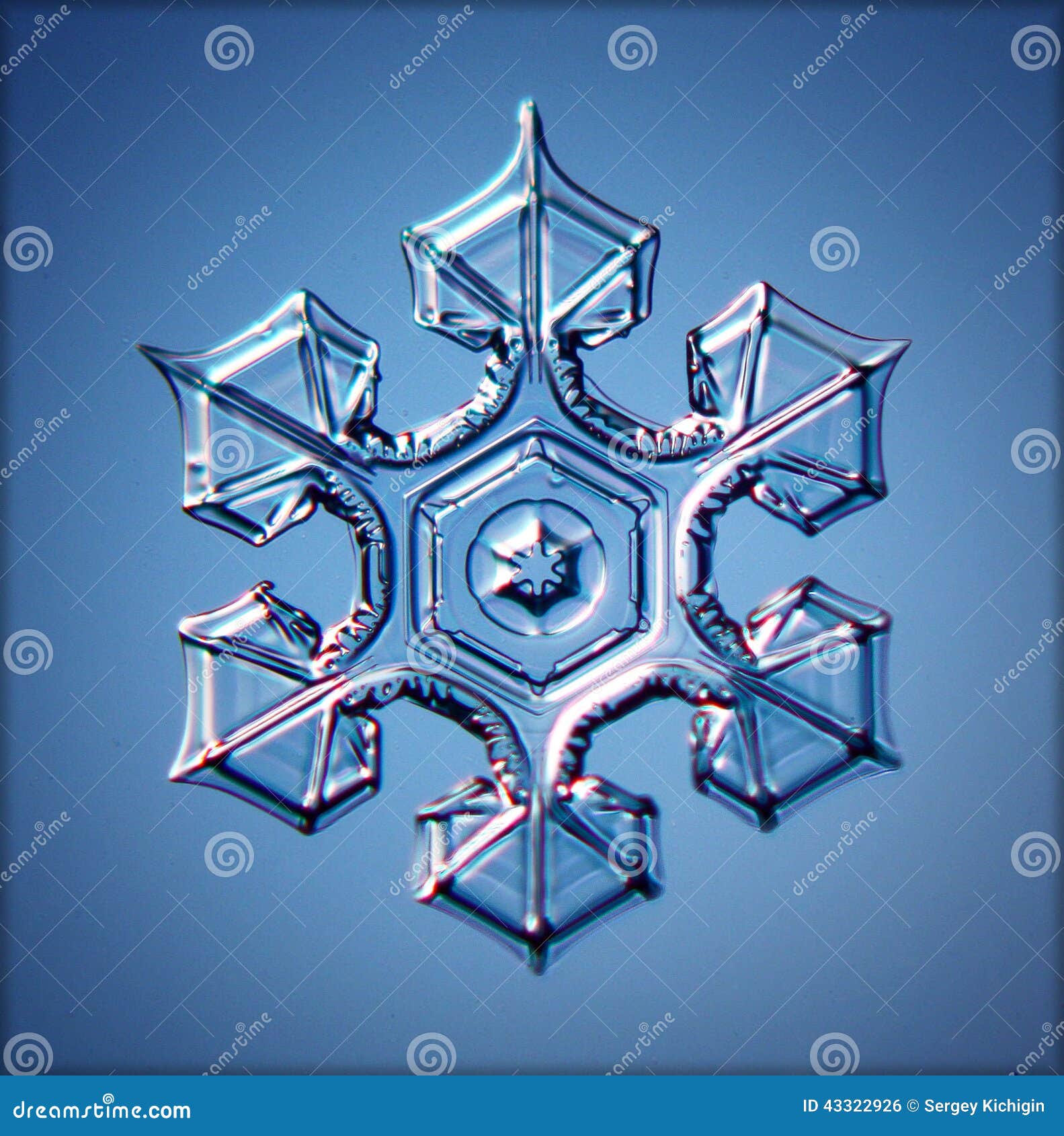 Natural Crystal Snowflake Macro Blue Stock Photo - Image of glitter ...