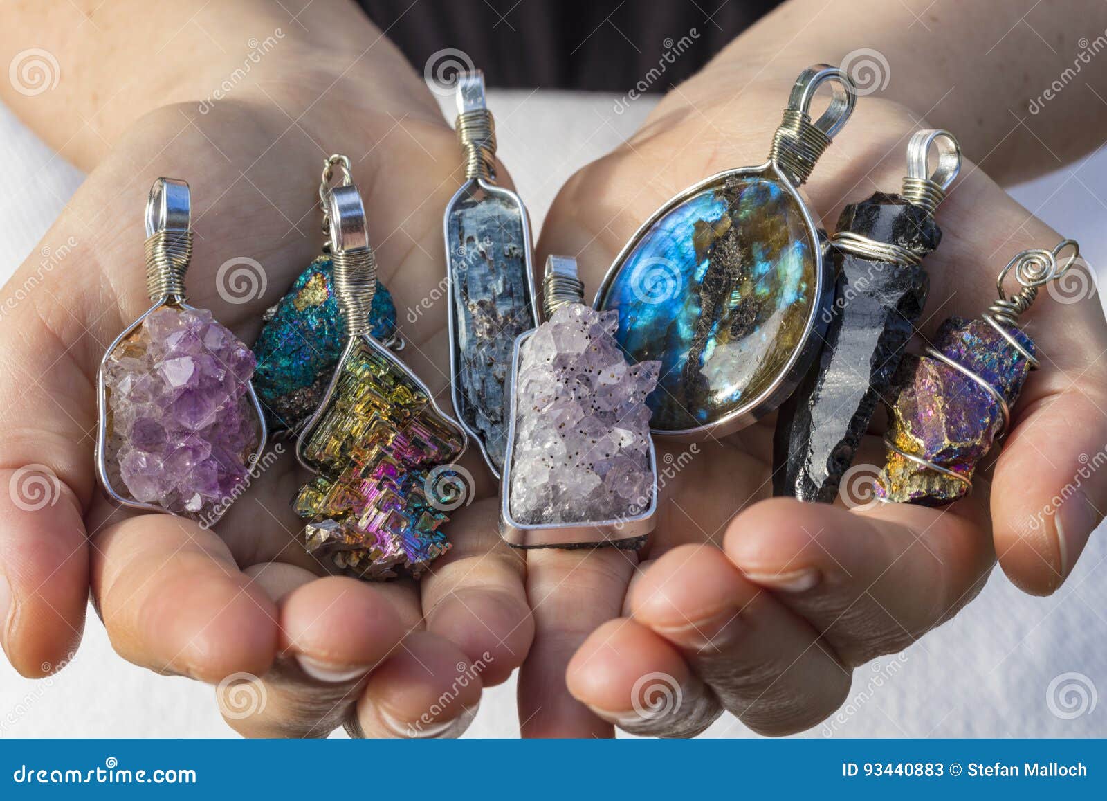 Natural Crystal and Stone Jewelry Stock Image - Image of geology, blue ...
