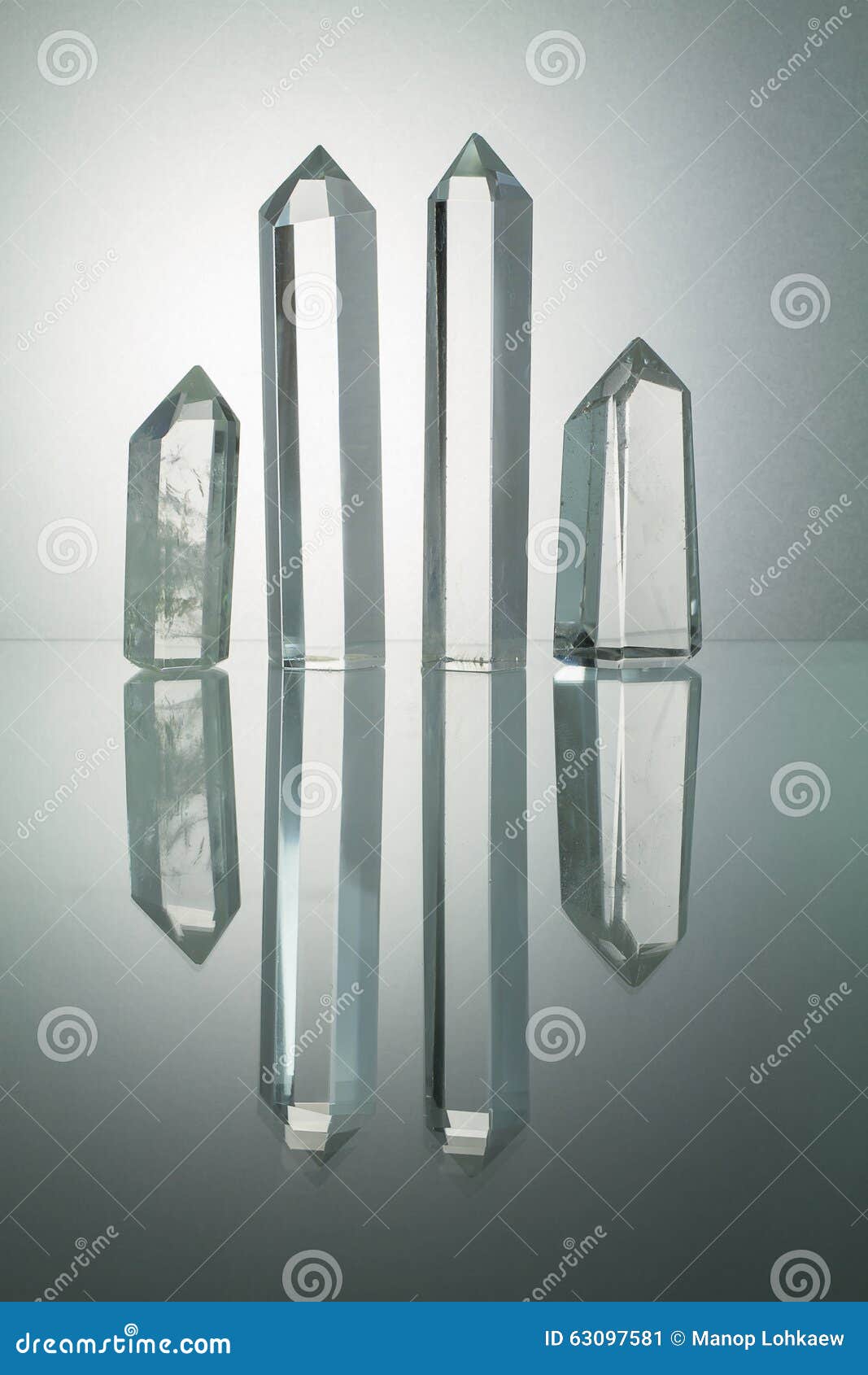 Natural Crystal Stones with Reflection on White Illuminated Back Stock ...